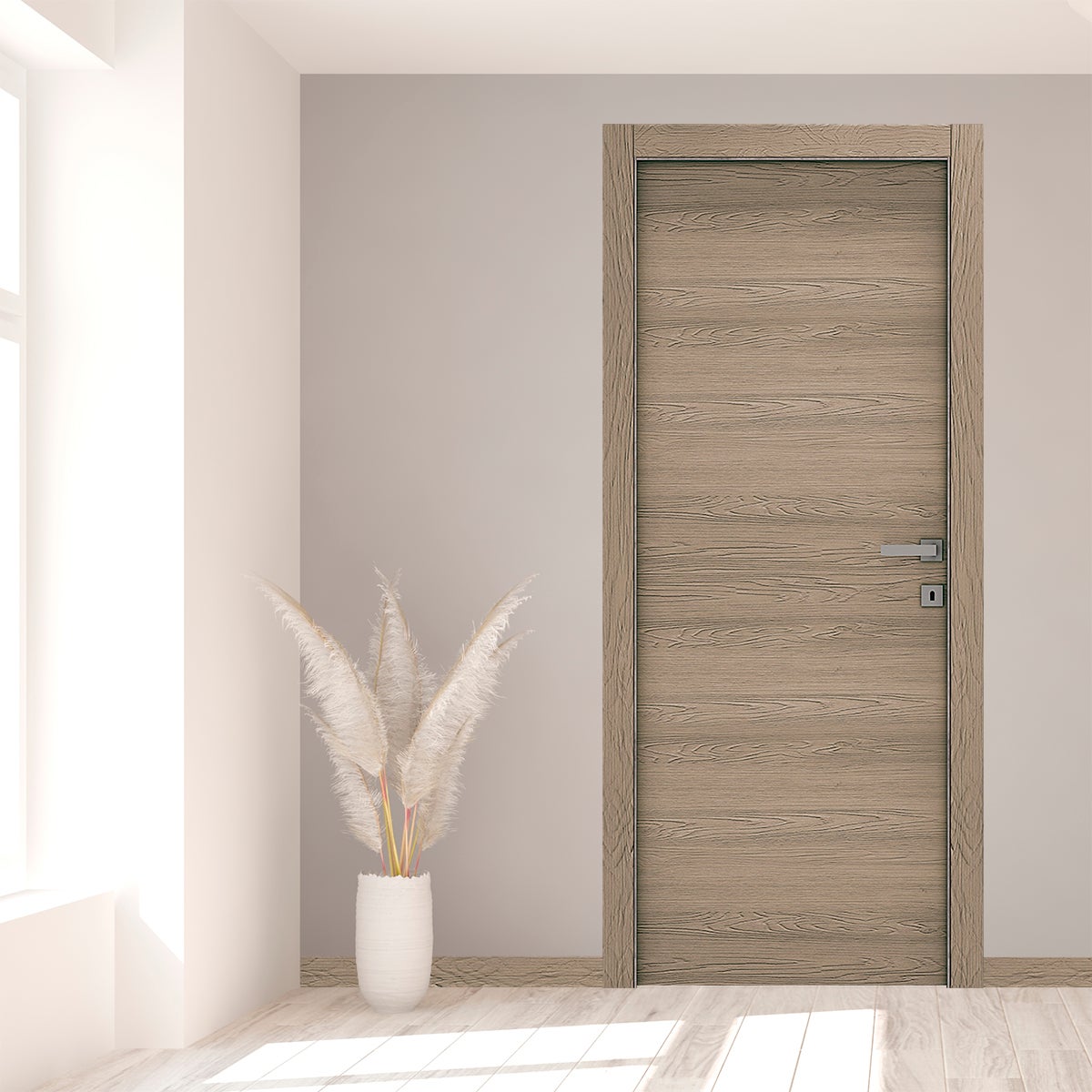 Porta interna a battente Silent Almond in legno colore avena, L 70 x H ...