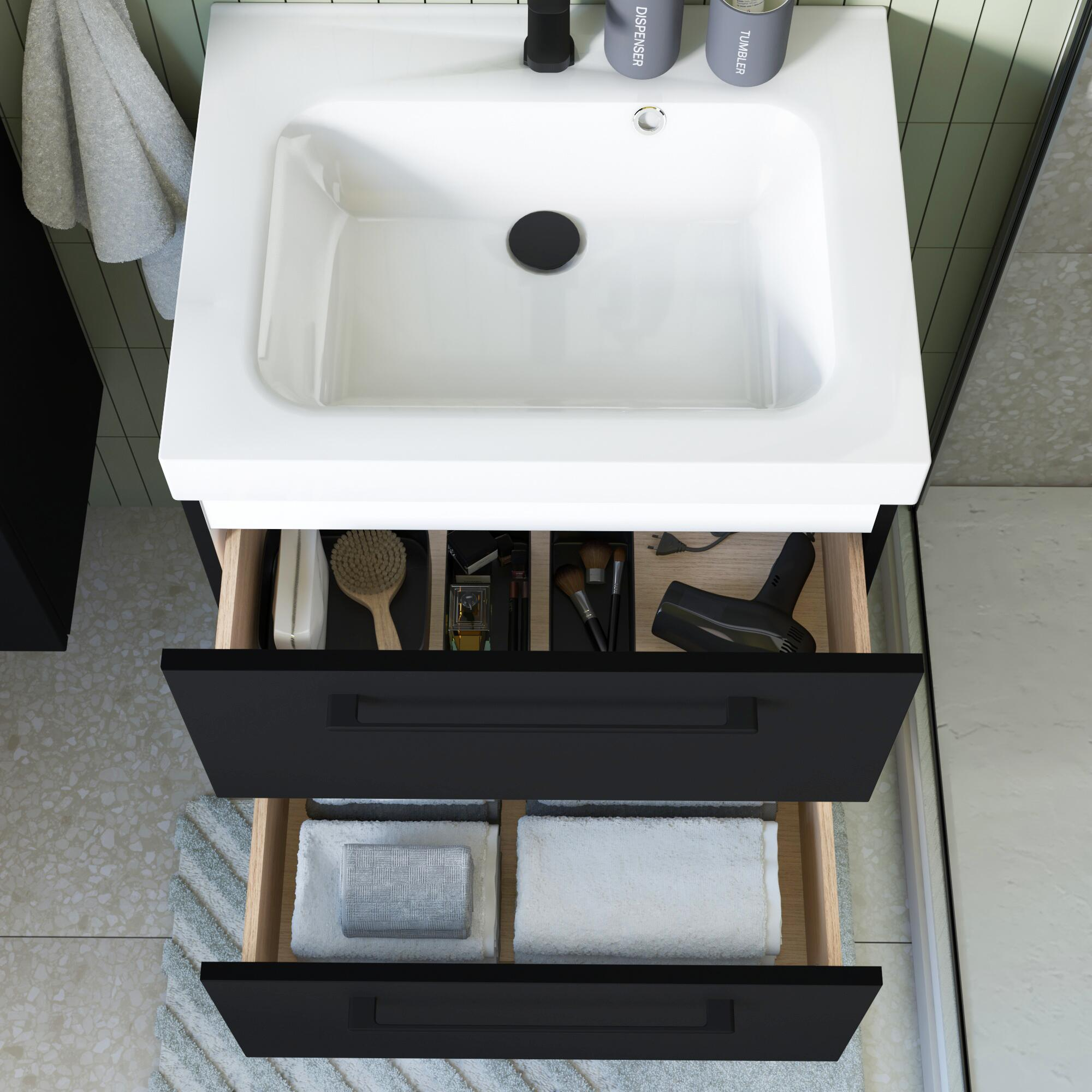 Meuble sous-vasque 2t l.60 x H.58 x P.46 cm noir mat Remix | Leroy Merlin