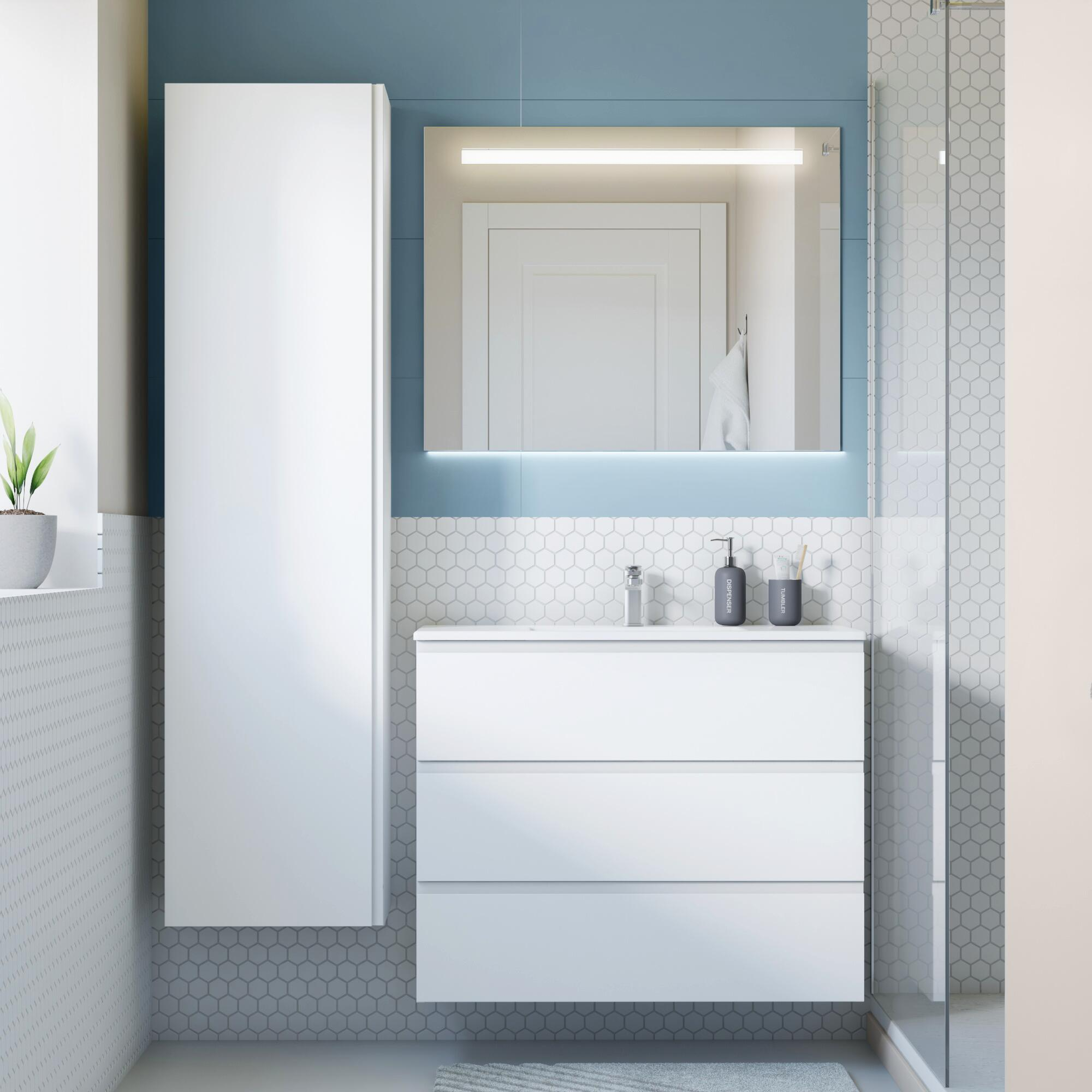 Meuble simple vasque l.90 x H.73 x P.46 cm, blanc mat, Remix | Leroy Merlin