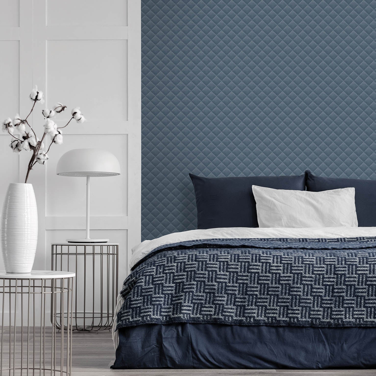 Papier peint intissé Affinity carreau molleton bleu, petrole | Leroy Merlin