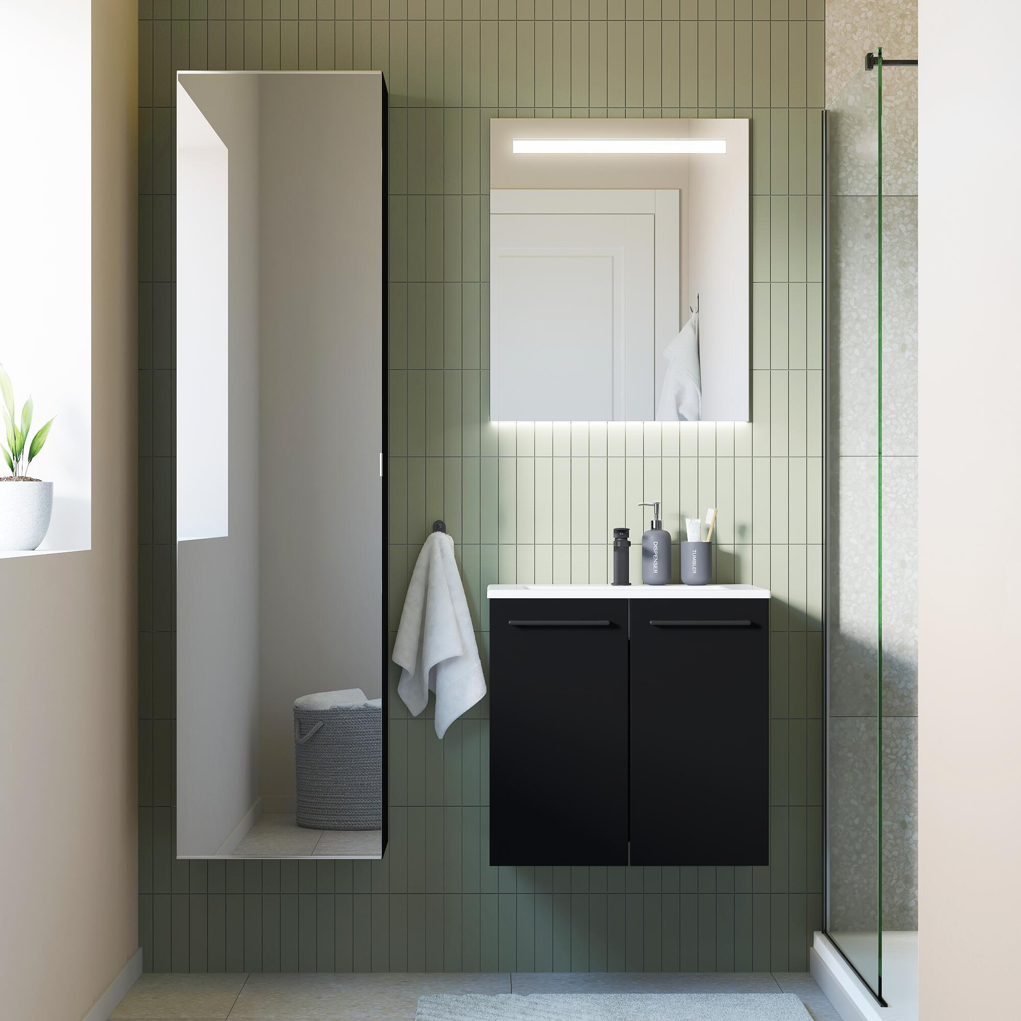 Meuble simple vasque l.60 x H.58 x P.46 cm, noir mat, Remix | Leroy Merlin