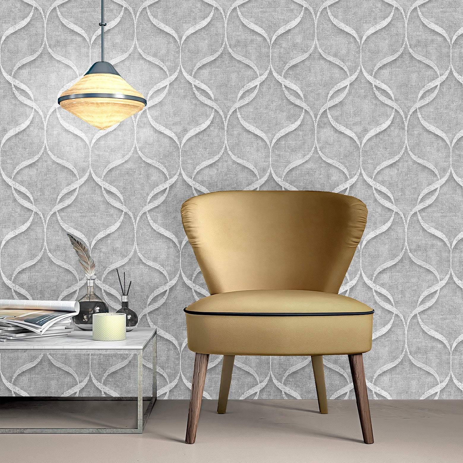 Papier peint intissé Essentiels ruban argent | Leroy Merlin