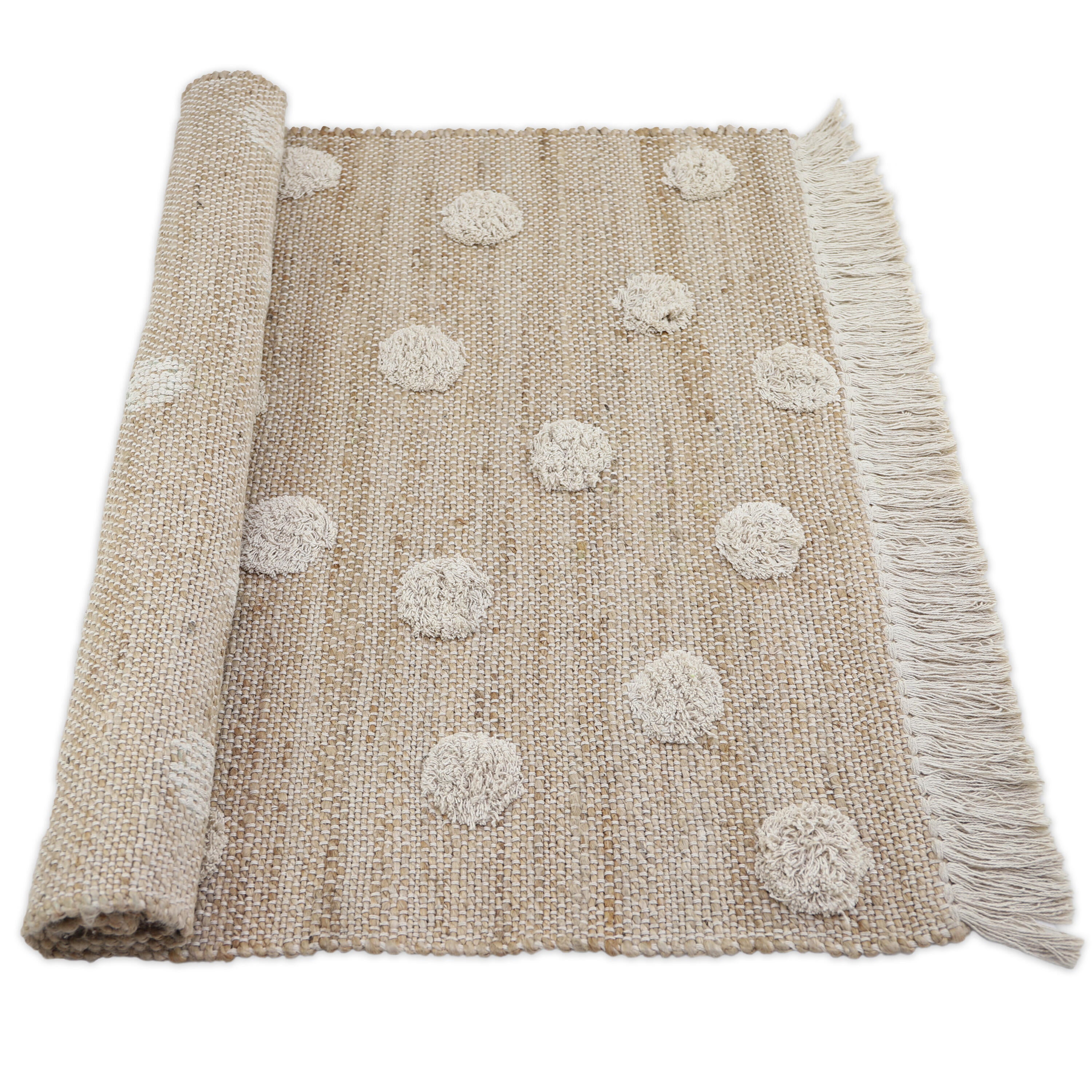 Tapis enfants natural jute + natural cotton rectangulaire, l.100 x L ...