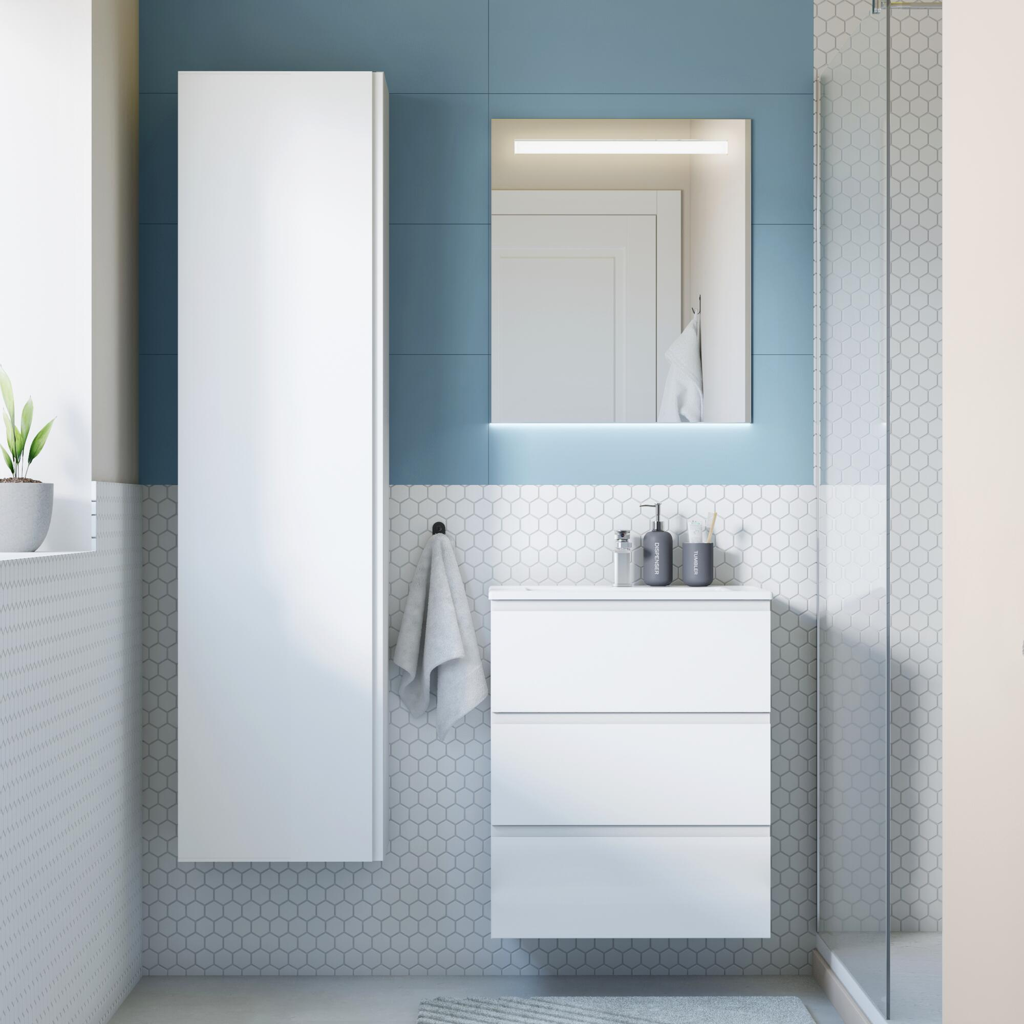 Meuble simple vasque l.60 x H.73 x P.46 cm, blanc mat, Remix | Leroy Merlin