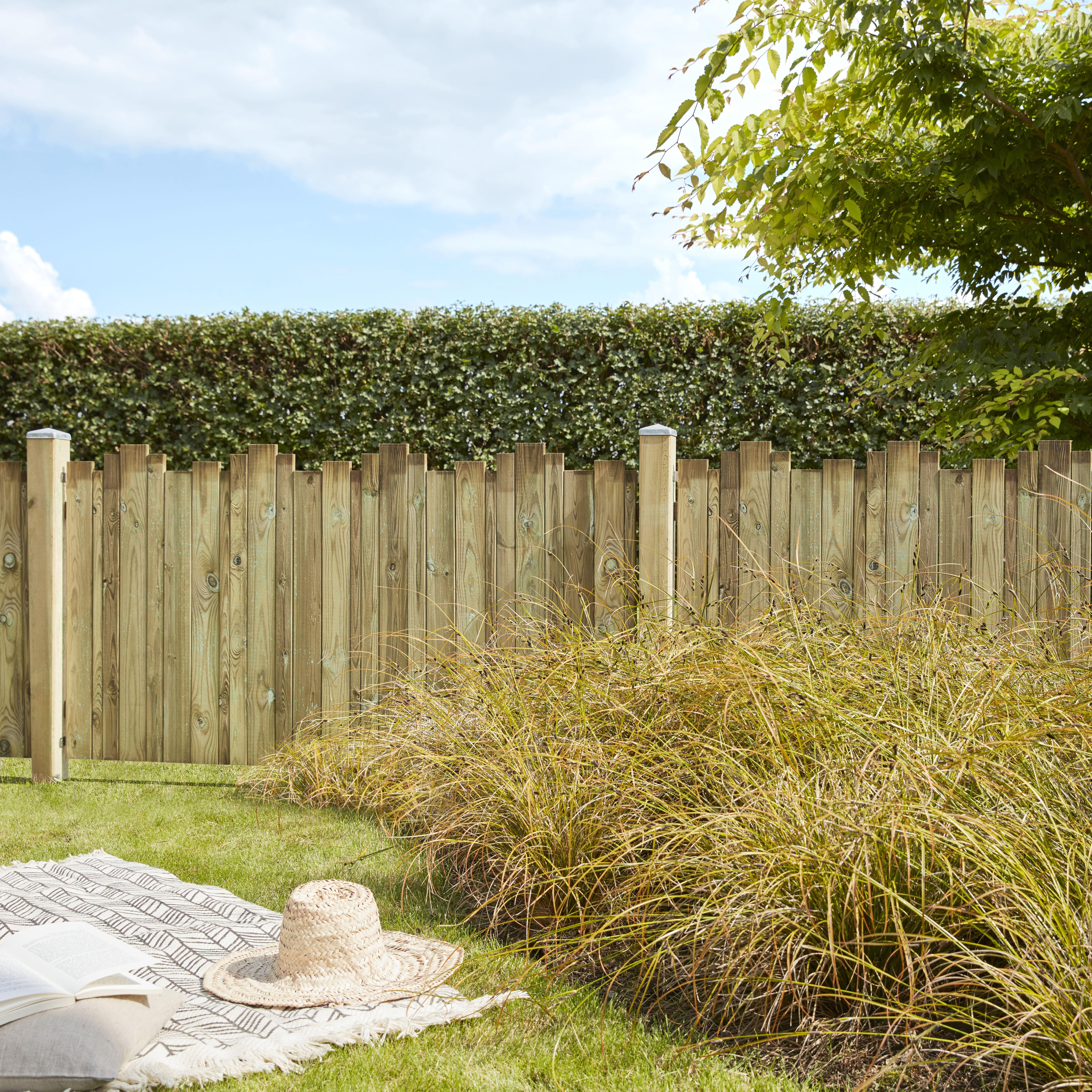 Clôture jardin bois Cleveland, CERLAND, H.95 x l.180 cm, naturel ...