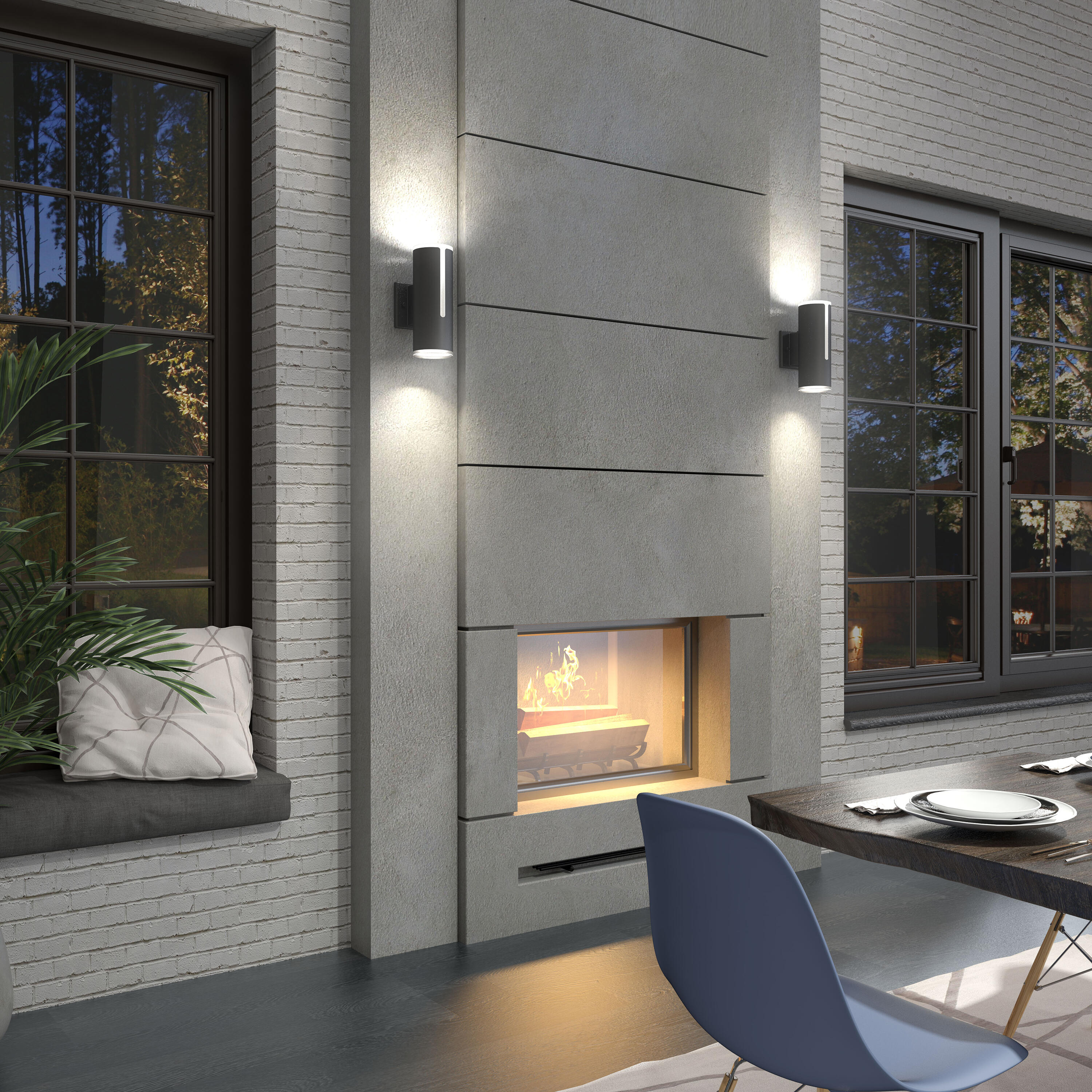 Applique LED moderno da esterno Mettle doppia luce nero IP65, luce ...
