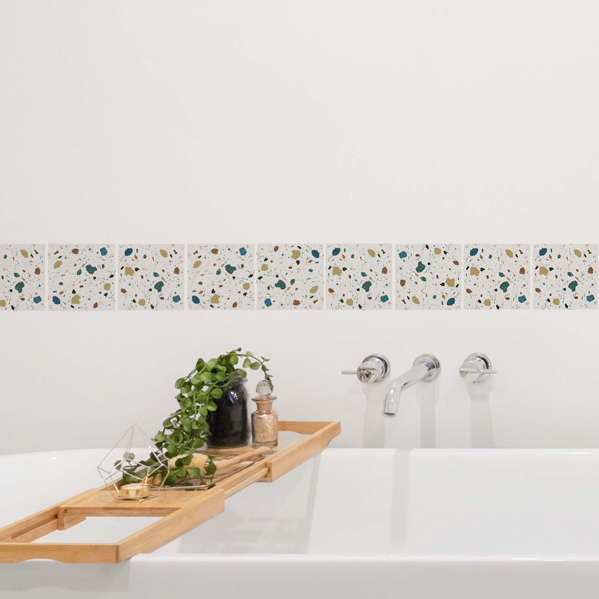 Lot de 9 stickers décoratifs Terrazzo, multicolore, 10 cm x 10 cm ...