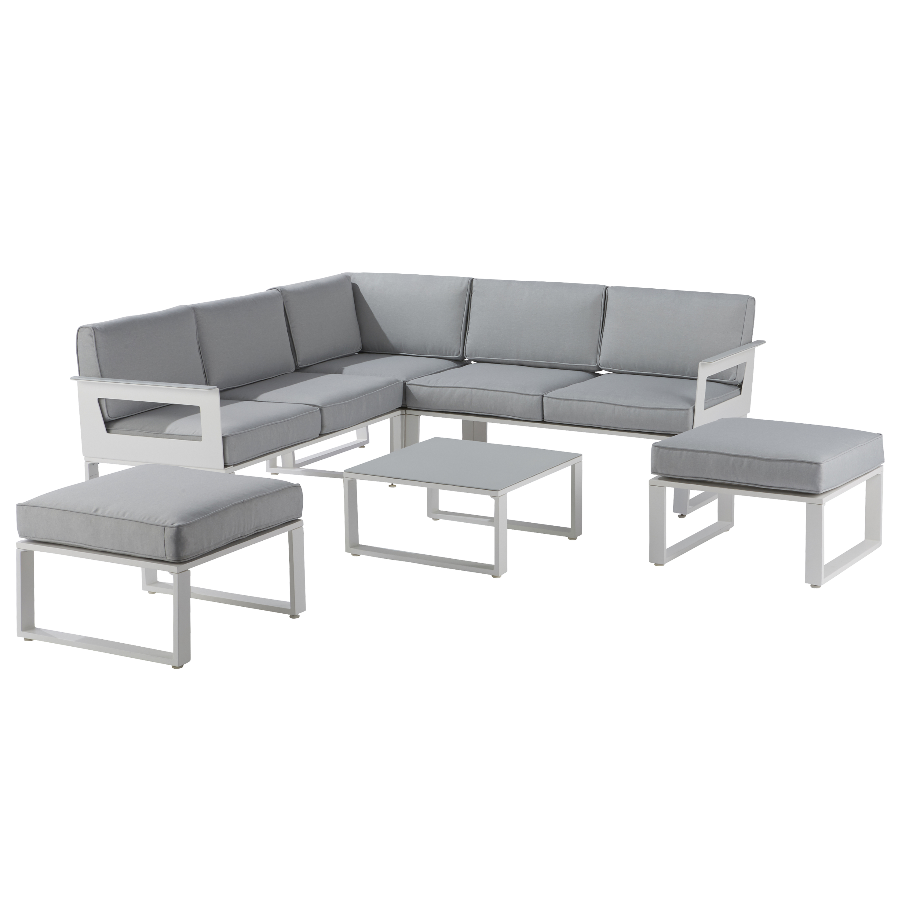 Salotto da giardino angolare Odyssea NATERIAL in textilene bianco e con ...