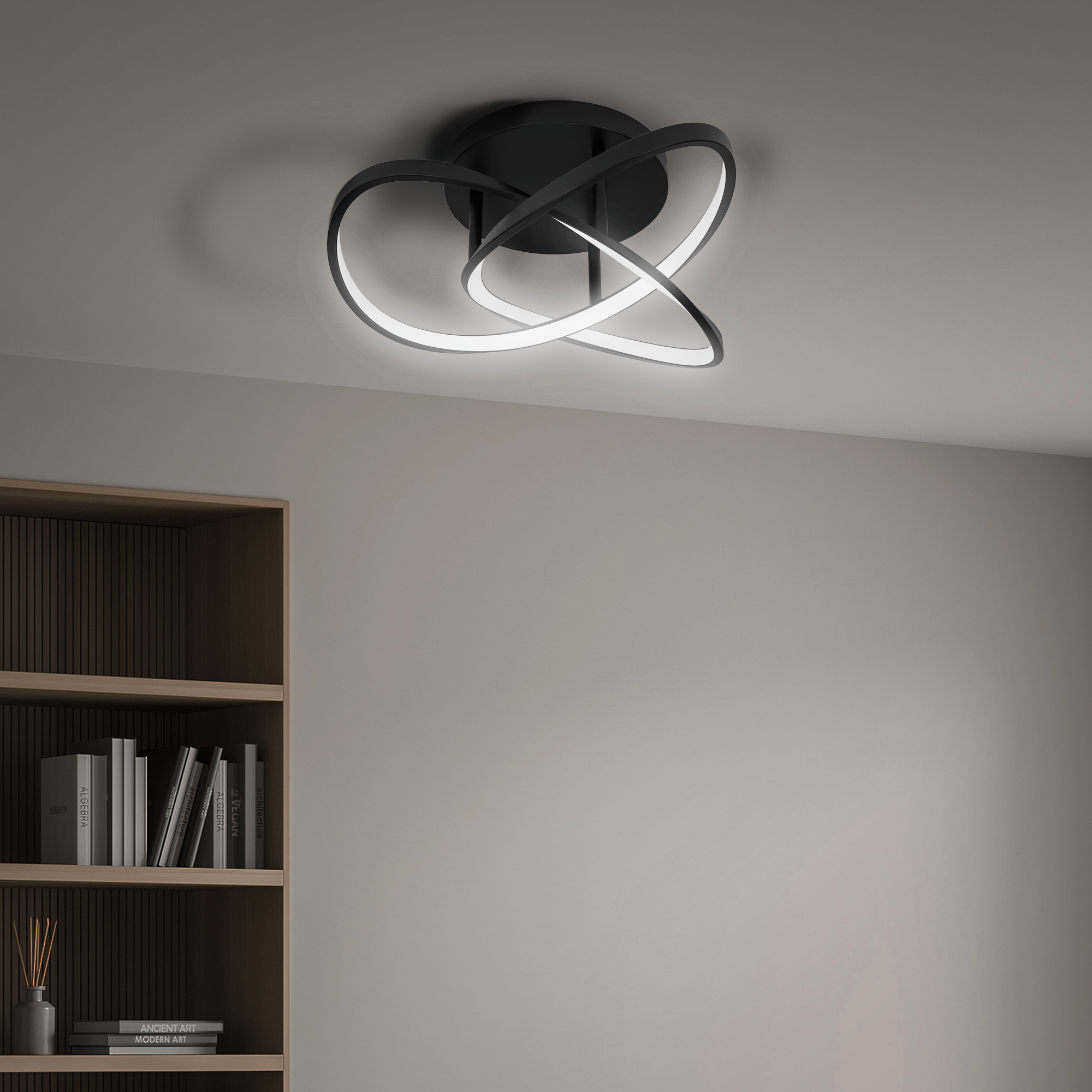 Plafoniera LED moderno Esme, nero, luce naturale, 2800 lumen INSPIRE ...