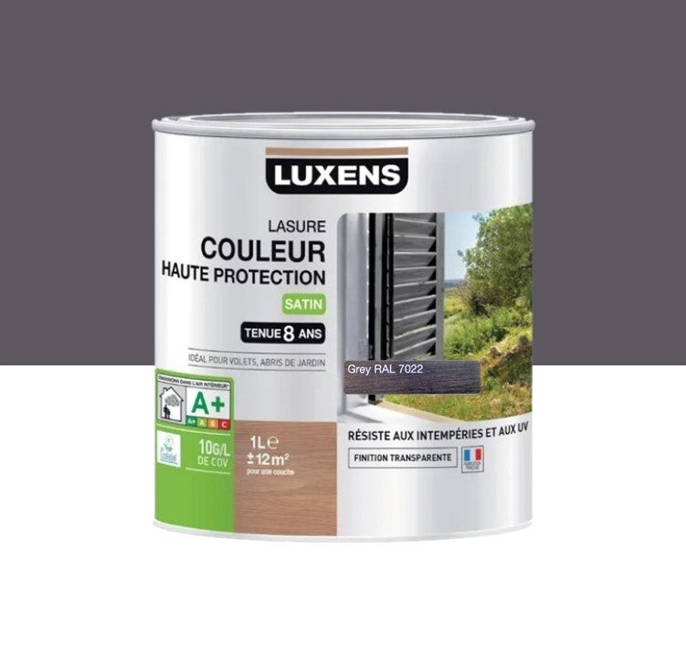 Lasure pour bois LUXENS Haute protection gris satiné 1 l | Leroy Merlin