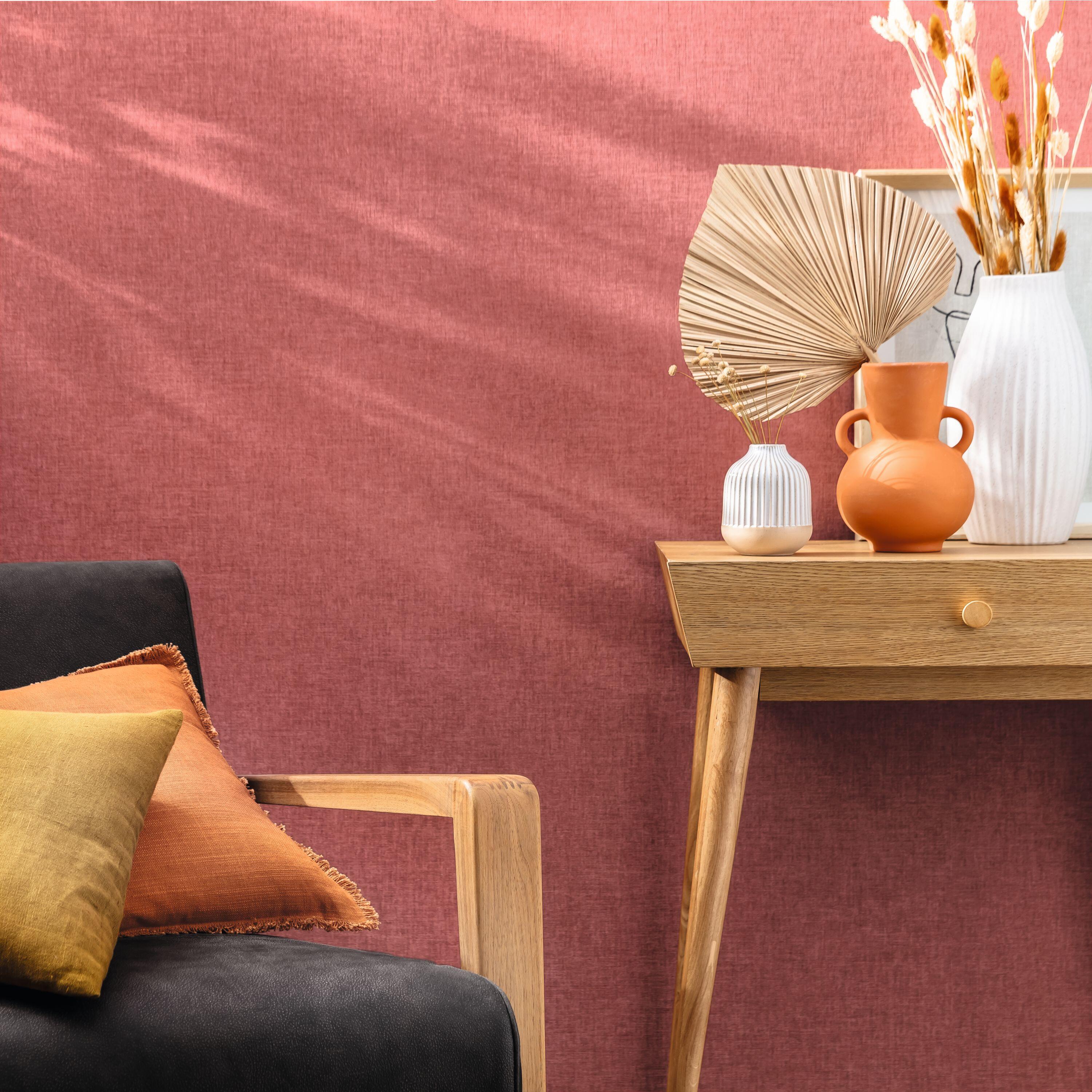 Papier peint vinyle LINEN uni violet | Leroy Merlin