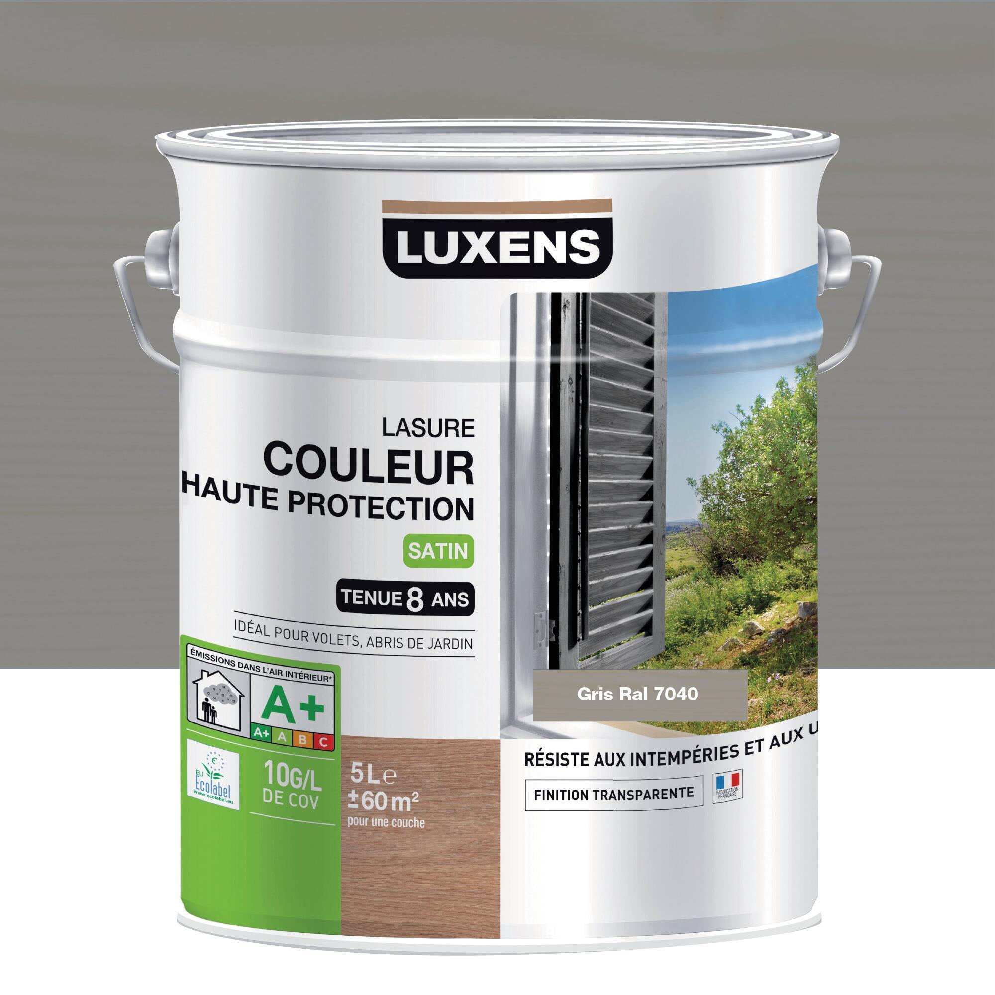 Lasure pour bois LUXENS Haute protection gris satiné 5 l | Leroy Merlin