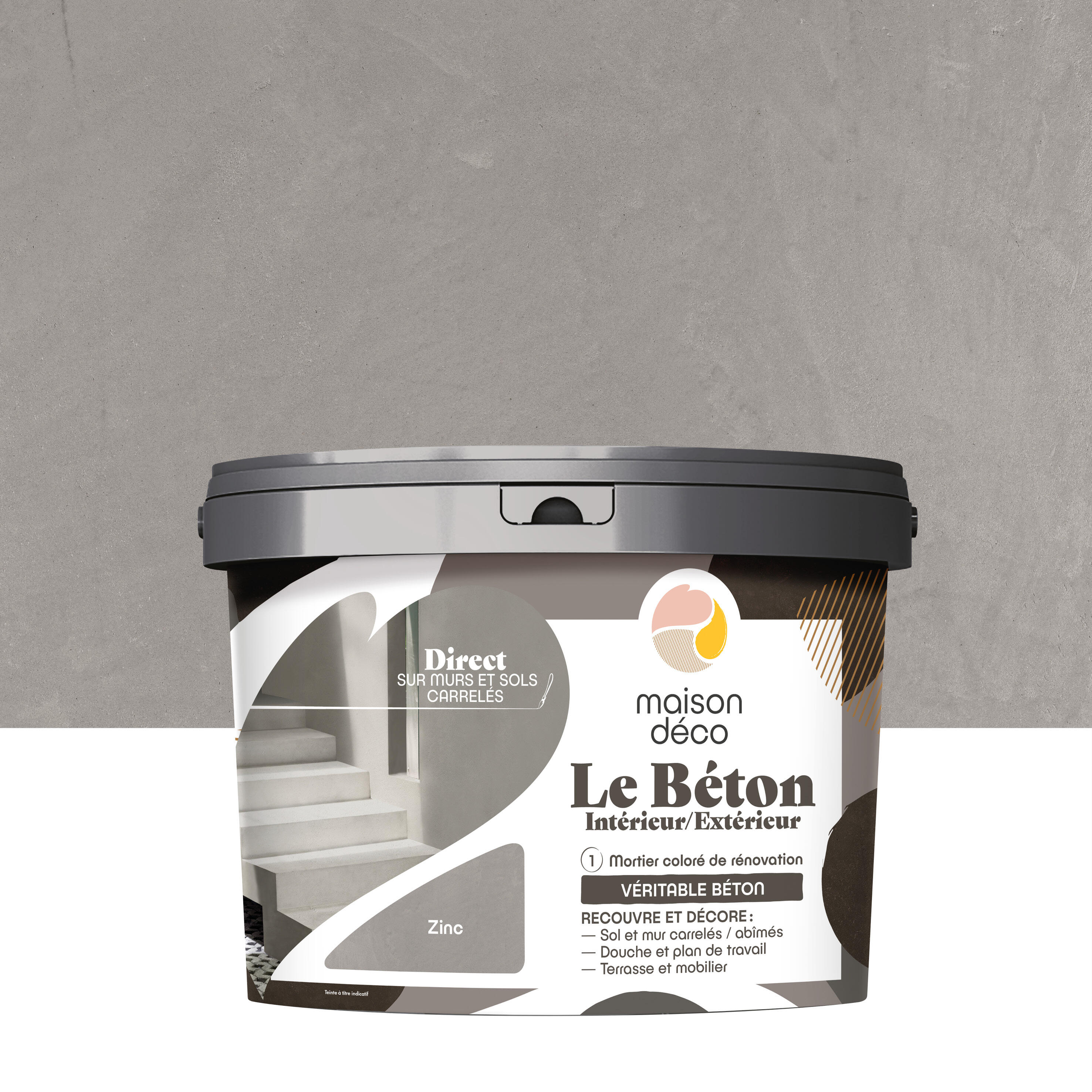 Enduit décoratif Le béton MAISON DECO, zinc, 5kg | Leroy Merlin