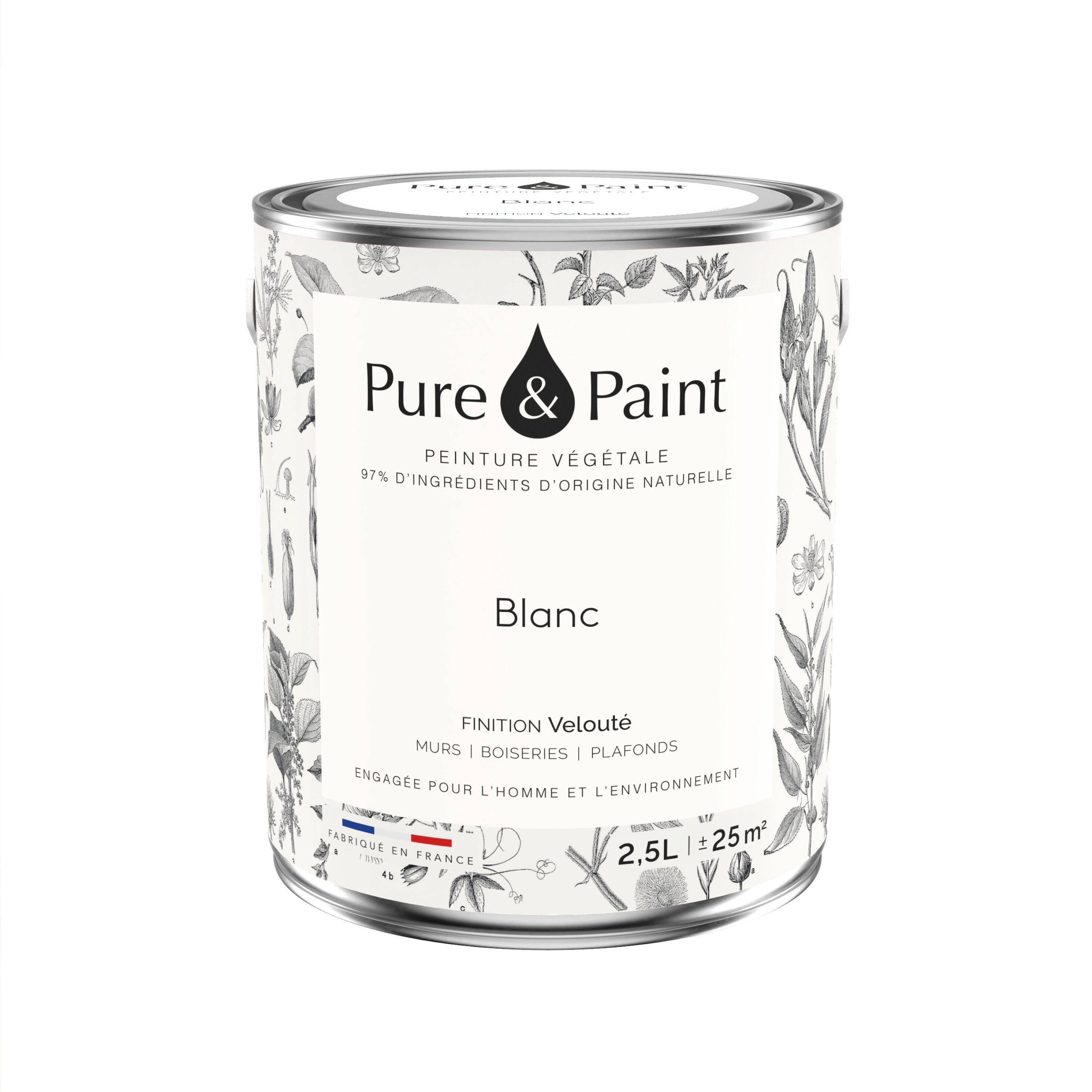 Peinture mur, boiserie blanc velours PURE & PAINT , 2.5L | Leroy Merlin
