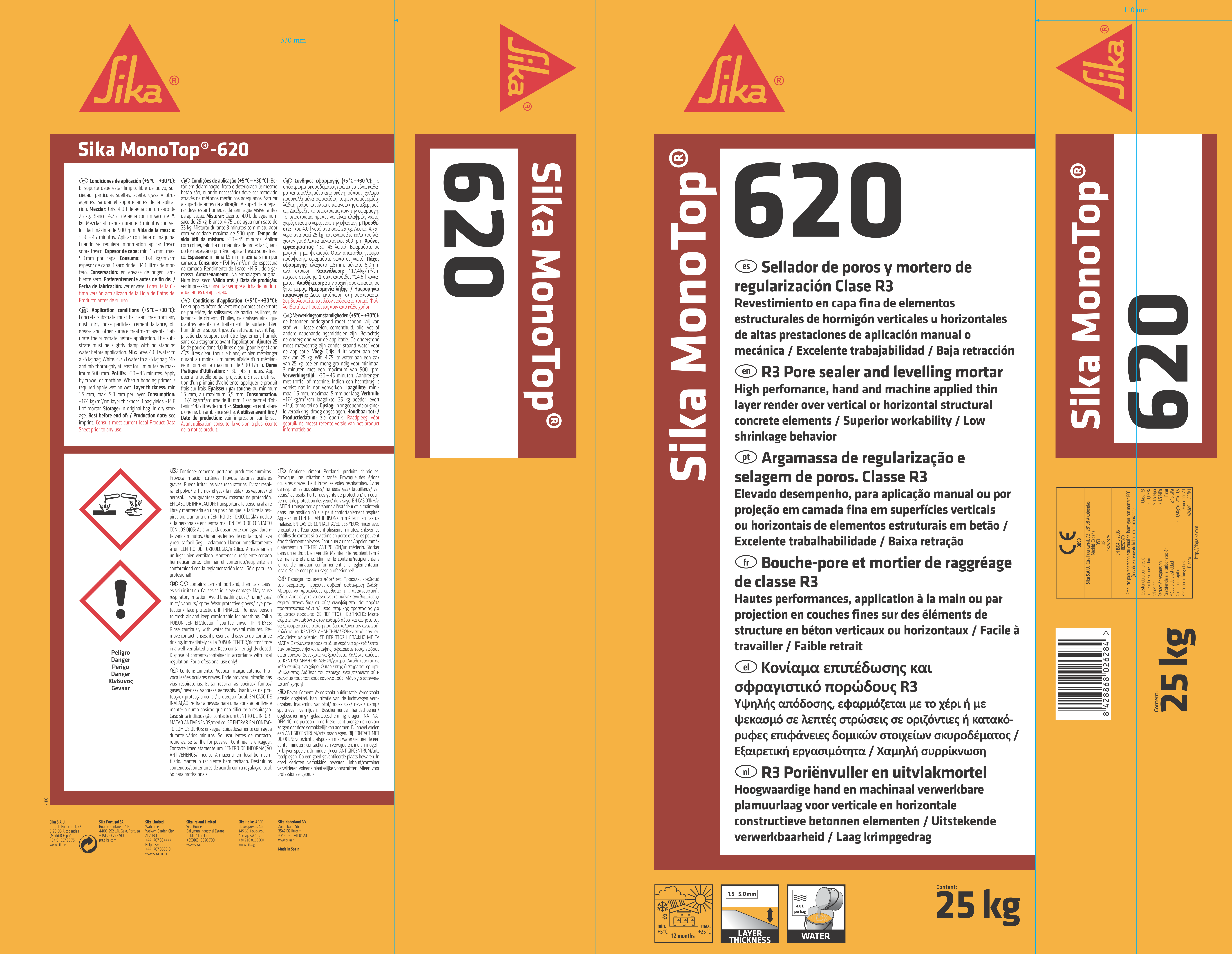 Mortero de reparación SIKA MonoTop 620 capa fina 25 kg gris | Leroy Merlin