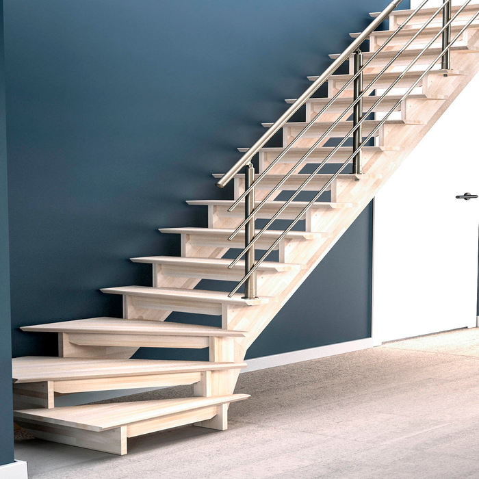Escalera recta Bretagne con contrahuella uso interior ancho 90cm roble ...