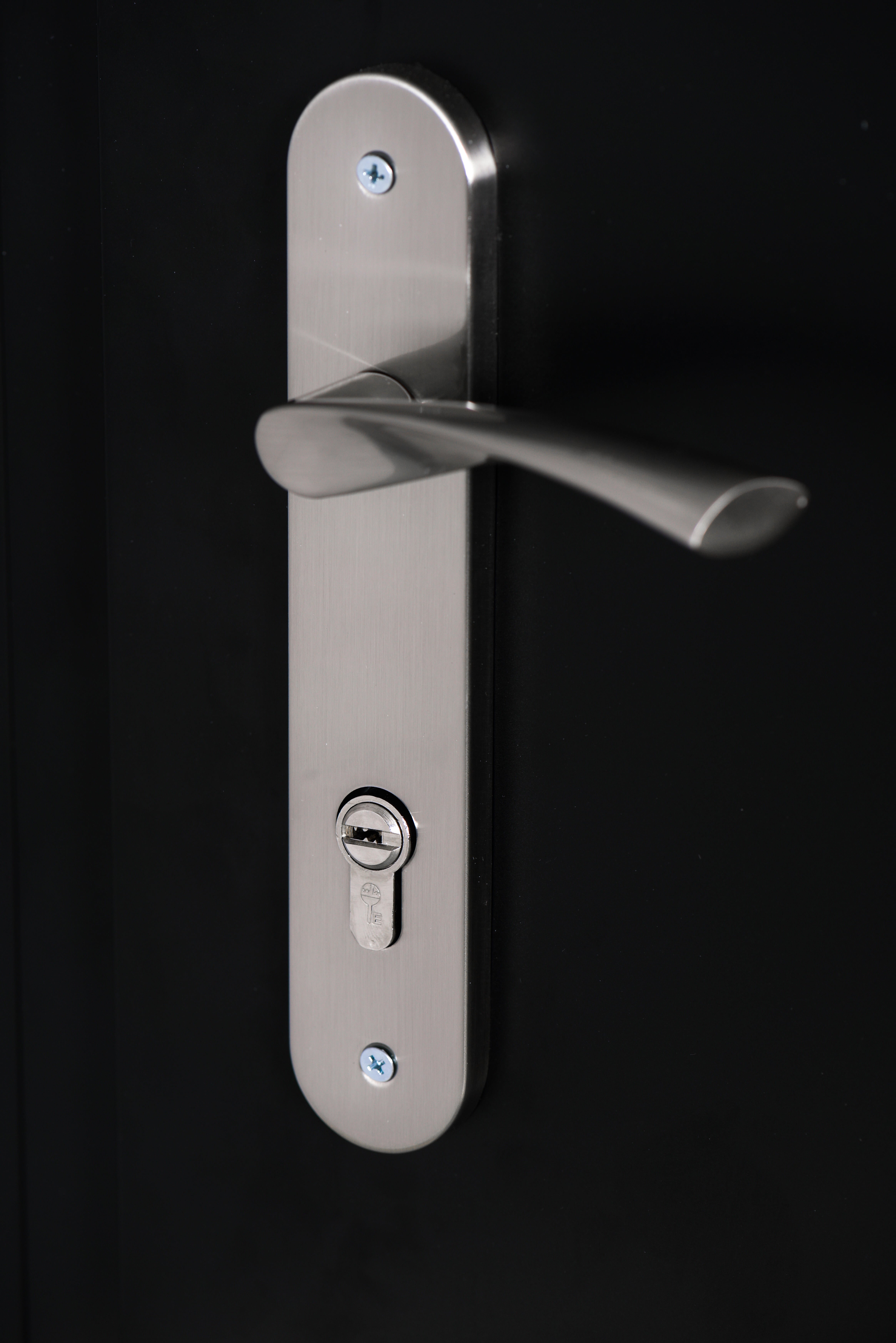 Puerta de entrada metálica insercciones aluminio izquierda negro de ...