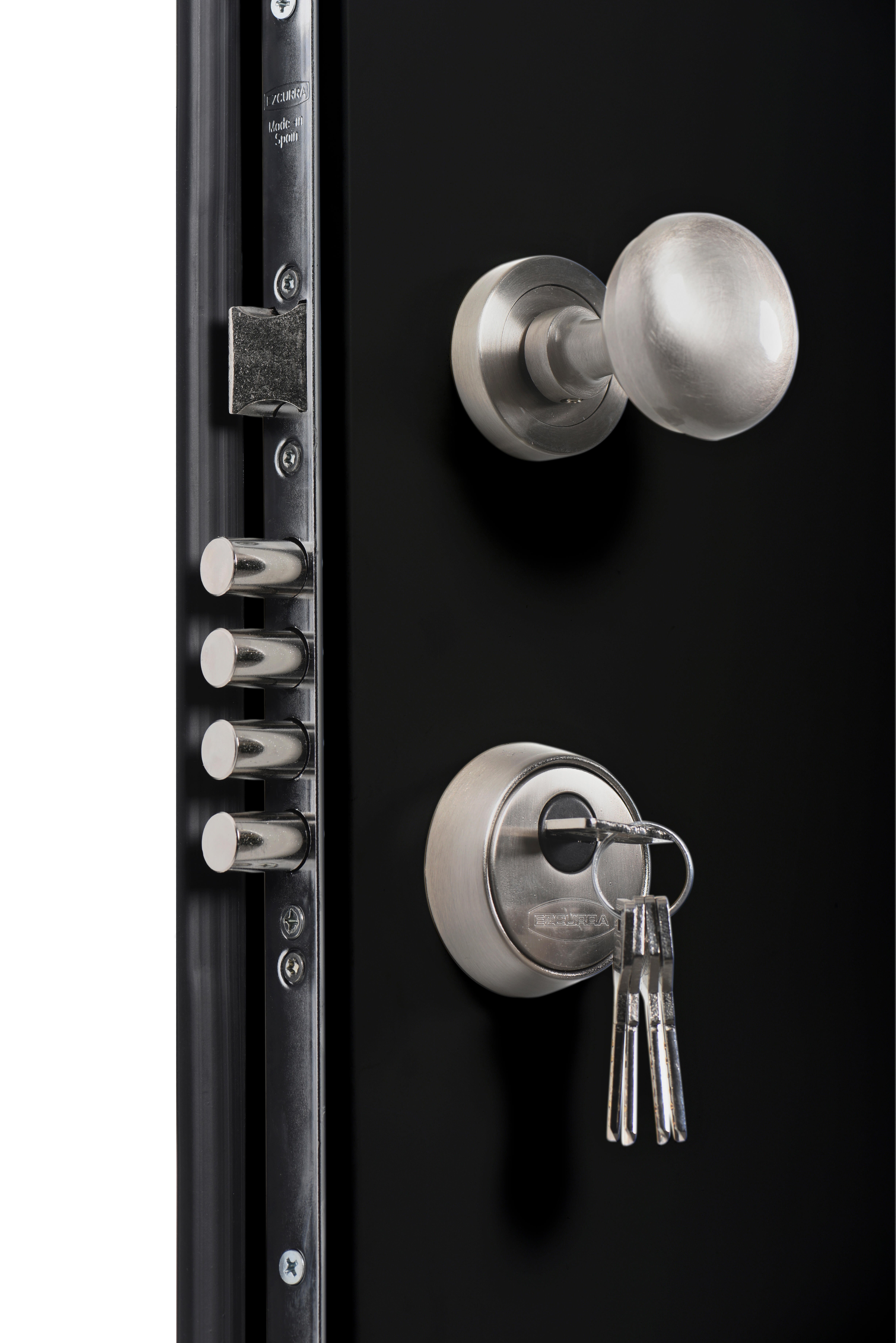 Puerta de entrada metálica insercciones aluminio izquierda negro de ...