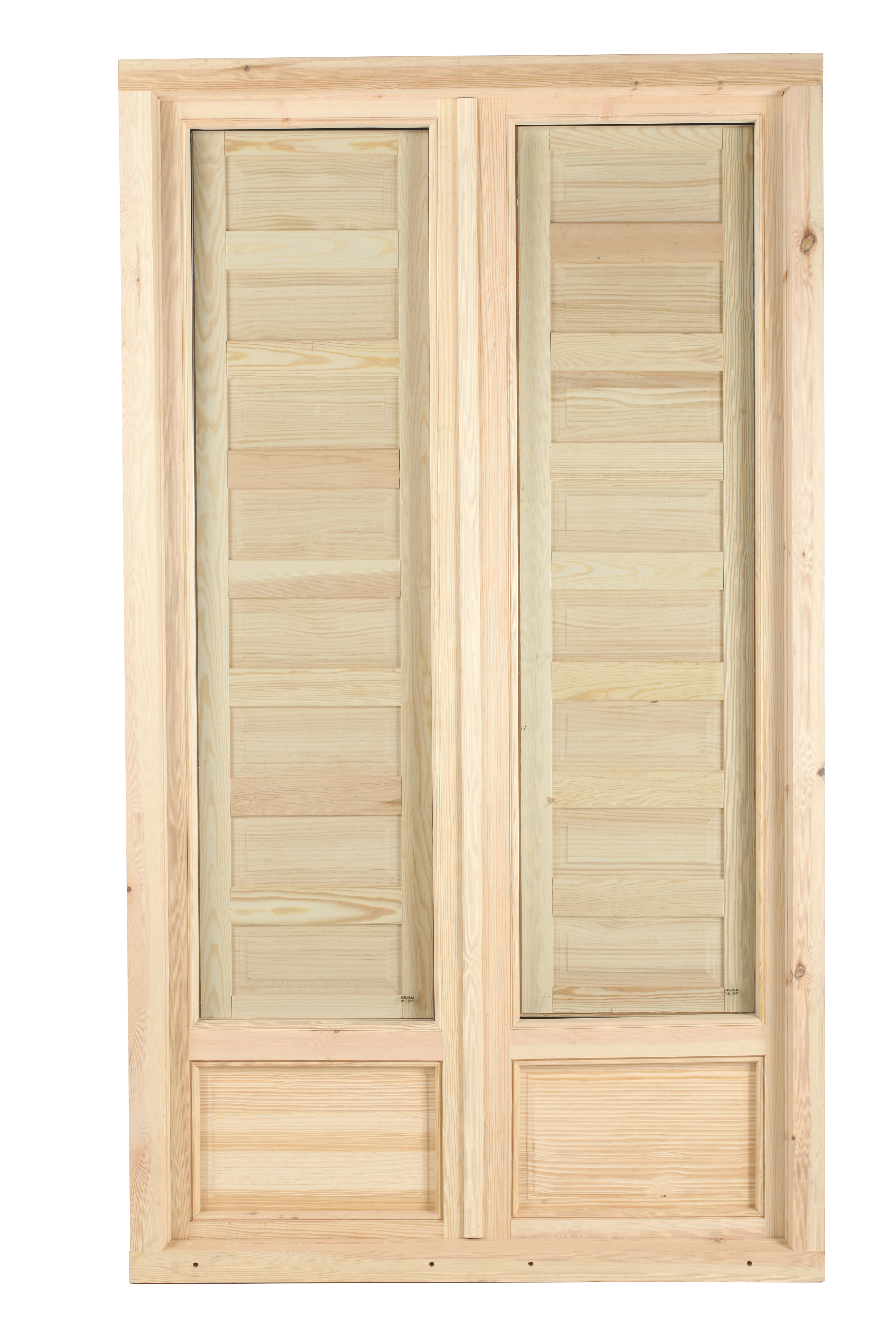 Balconera madera de pino line practicable con postigo de 120x210cm ...