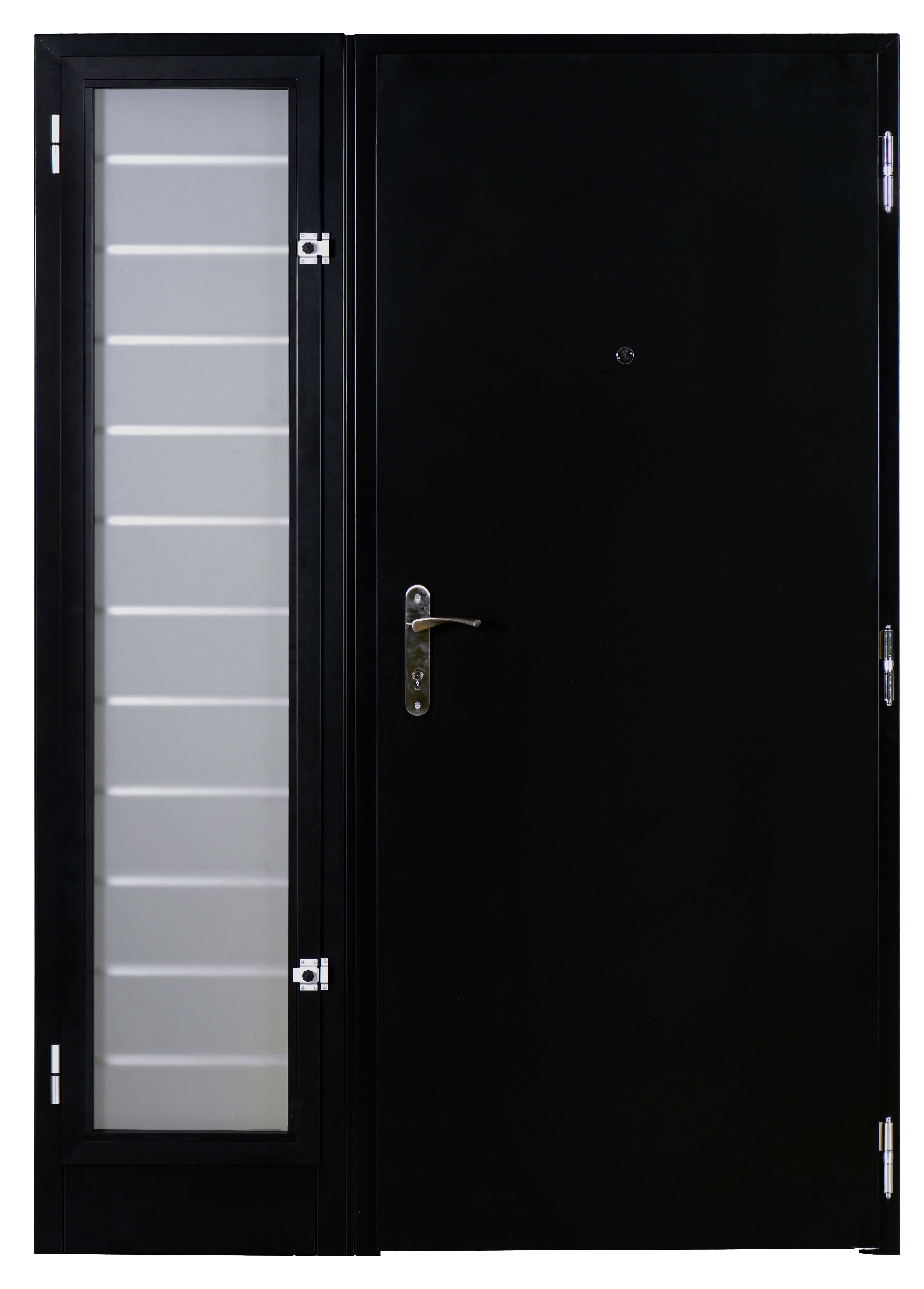 Puerta de entrada metálica insercciones aluminio izquierda negro de ...