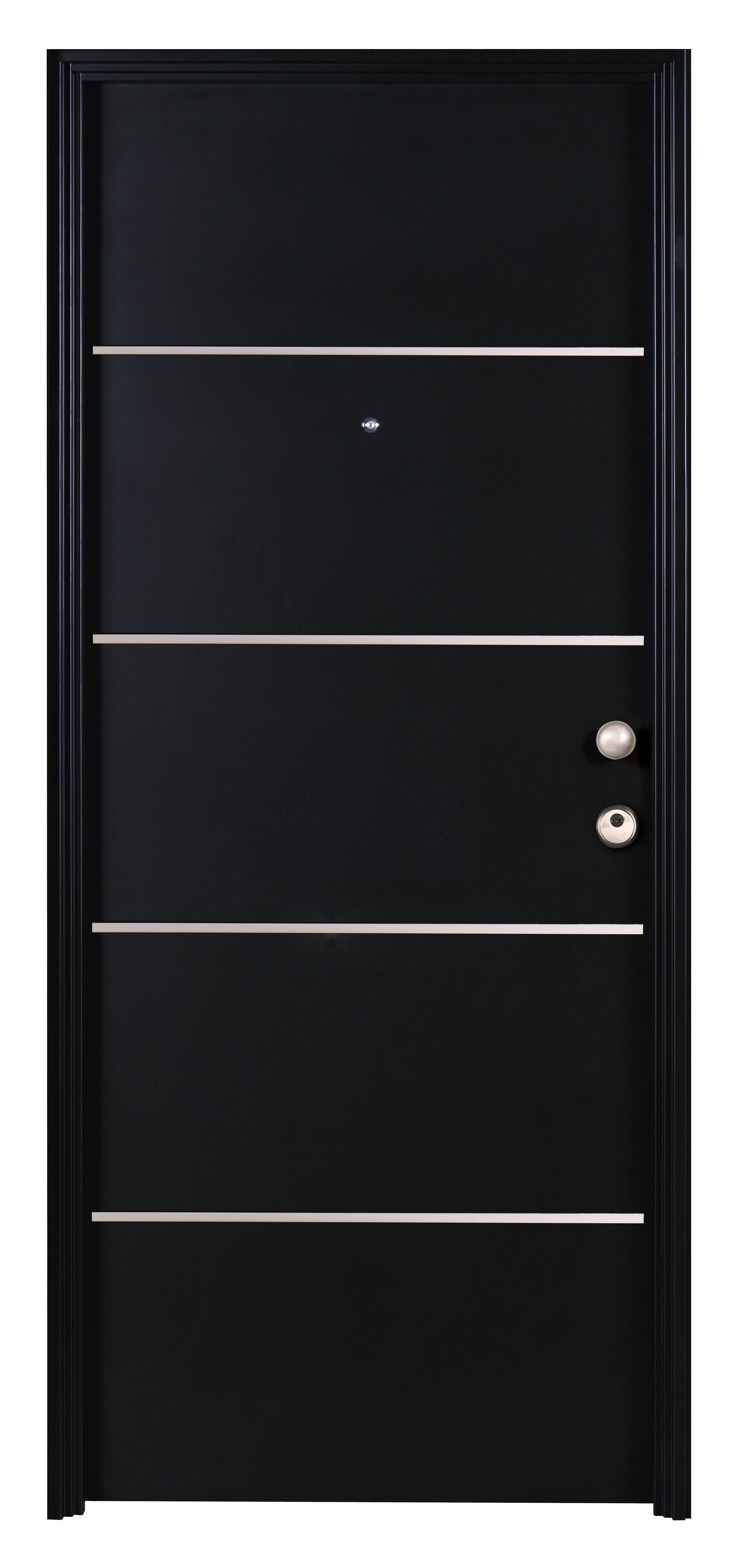 Puerta de entrada metálica insercciones aluminio izquierda negro de ...