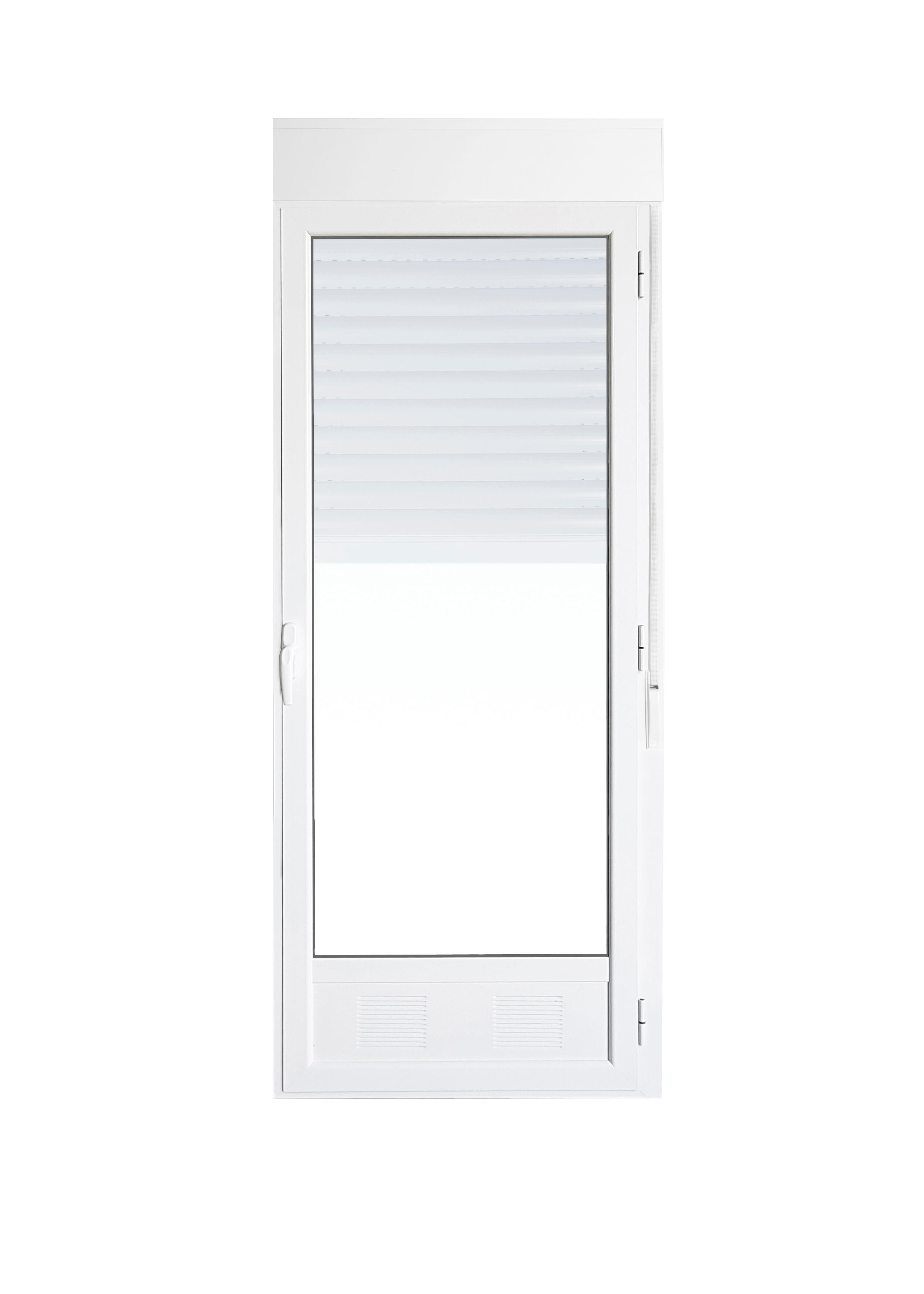 Balconera aluminio ISOXA derecha con persiana y rejilla 80x229cm ...