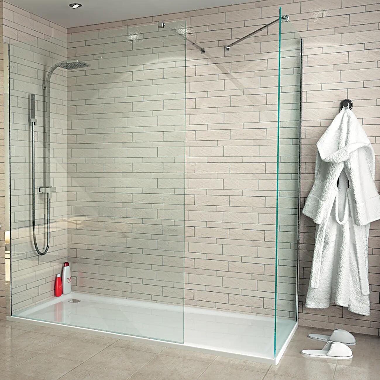 Box doccia walk-in L 140 x H 200 cm, vetro 8 mm cromo | Leroy Merlin