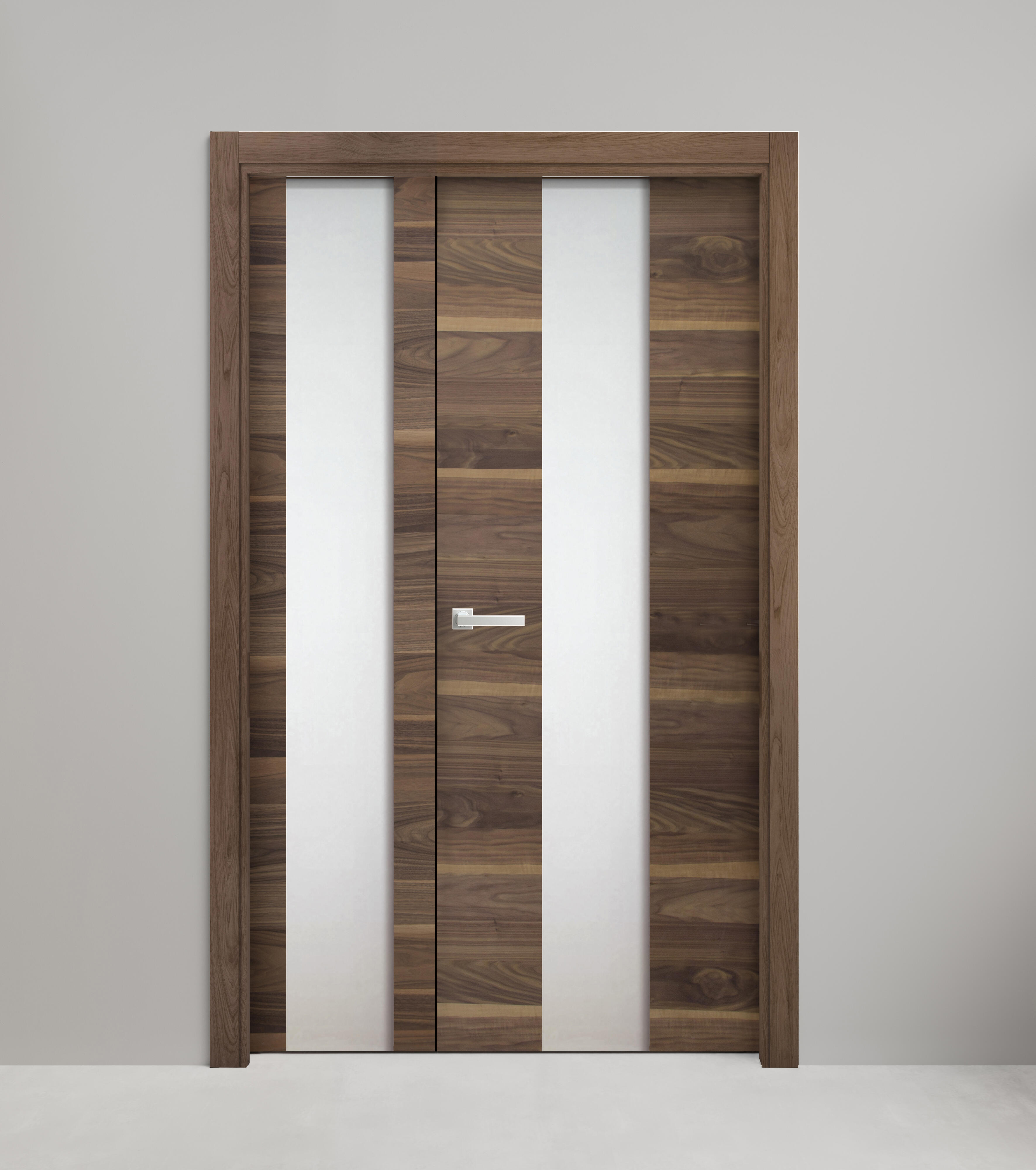 Puerta interior abatible Oboe Nogal Premium apertura dcha con cristal ...