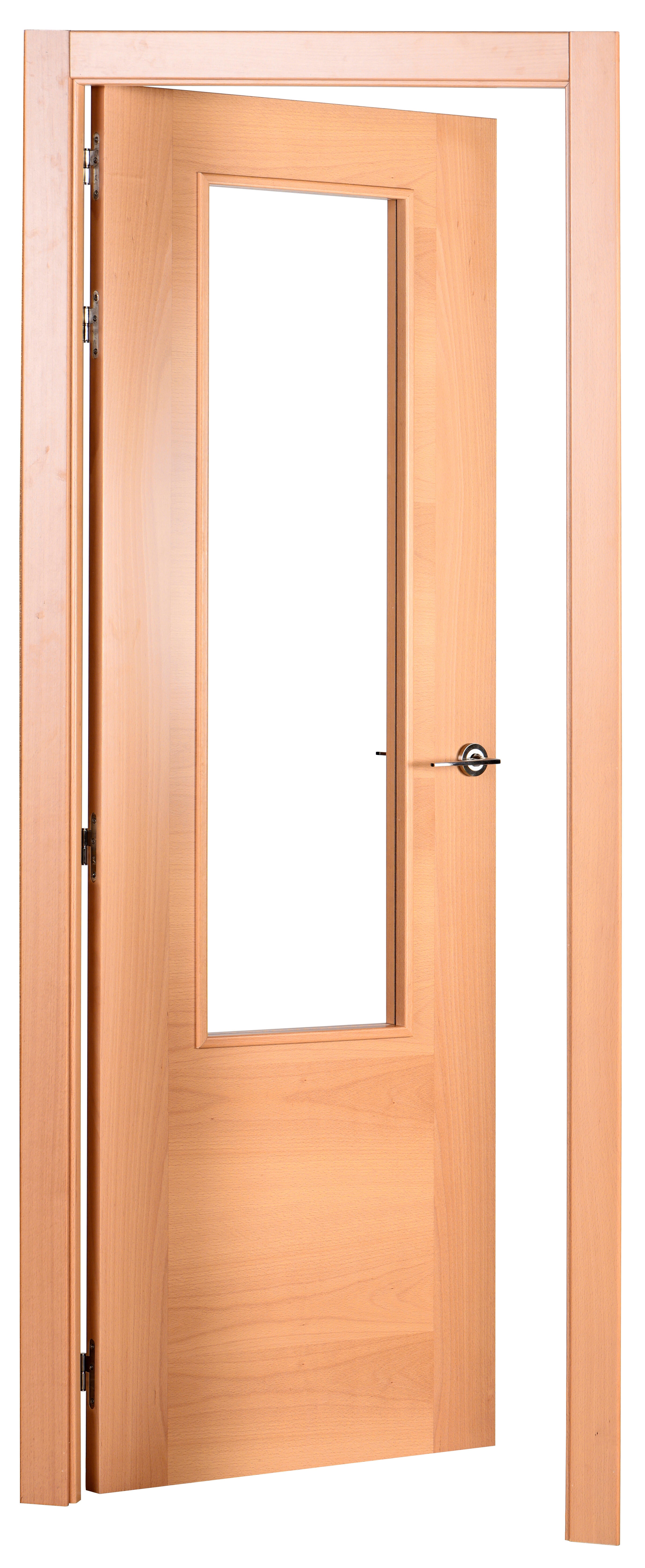 Puerta de interior abatible vidriera con cristal incluido estructura maciza acabado barnizado ...