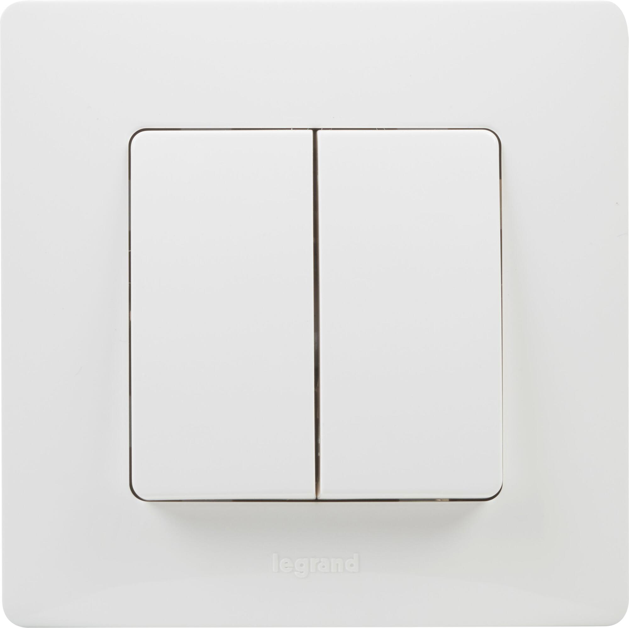 Interruptor doble + Marco LEGRAND Niloé Monobloc blanco | Leroy Merlin