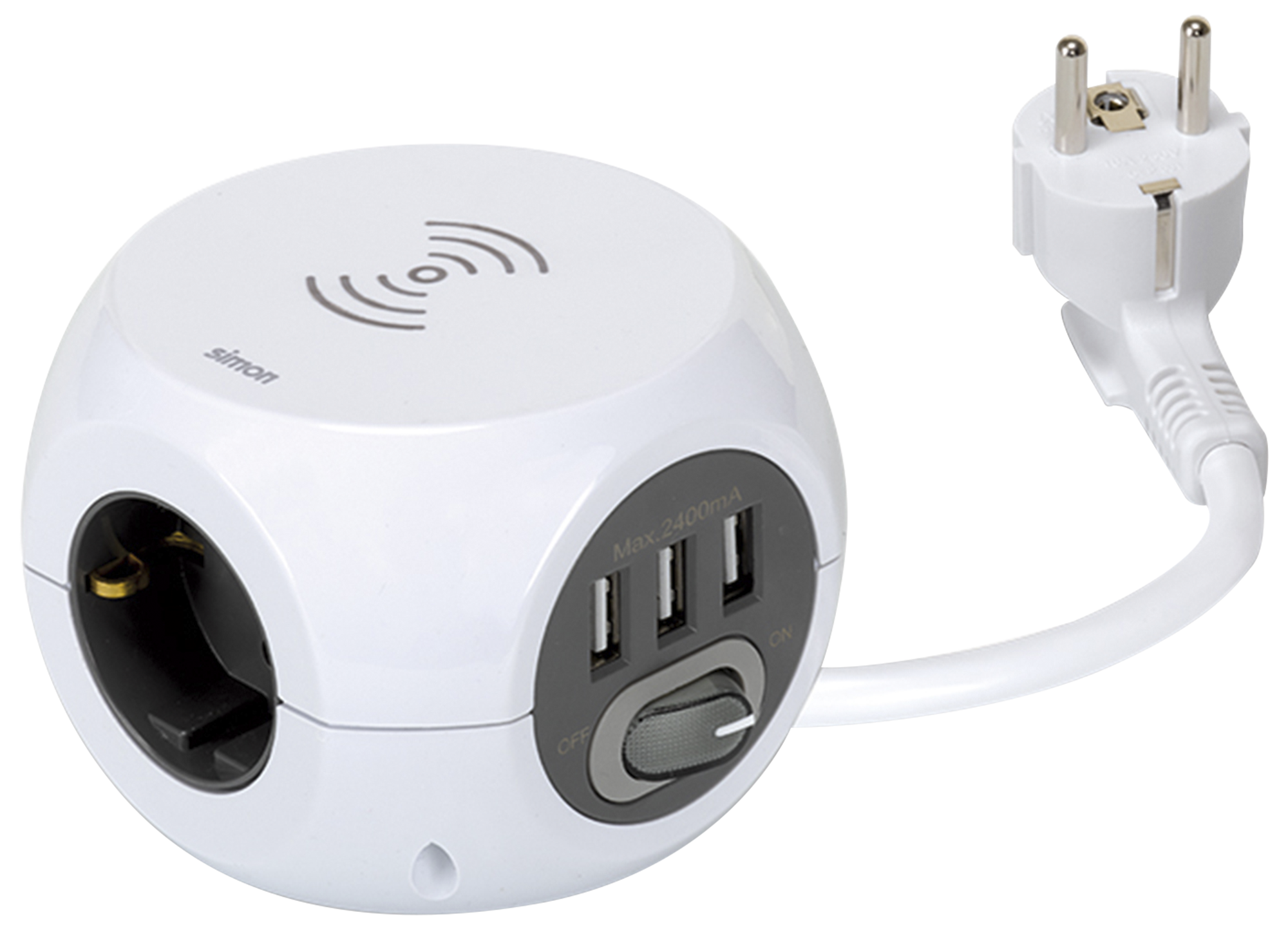 Base Múltiple 3 tomas SIMON +3USB+ Cargador inalámbrico | Leroy Merlin