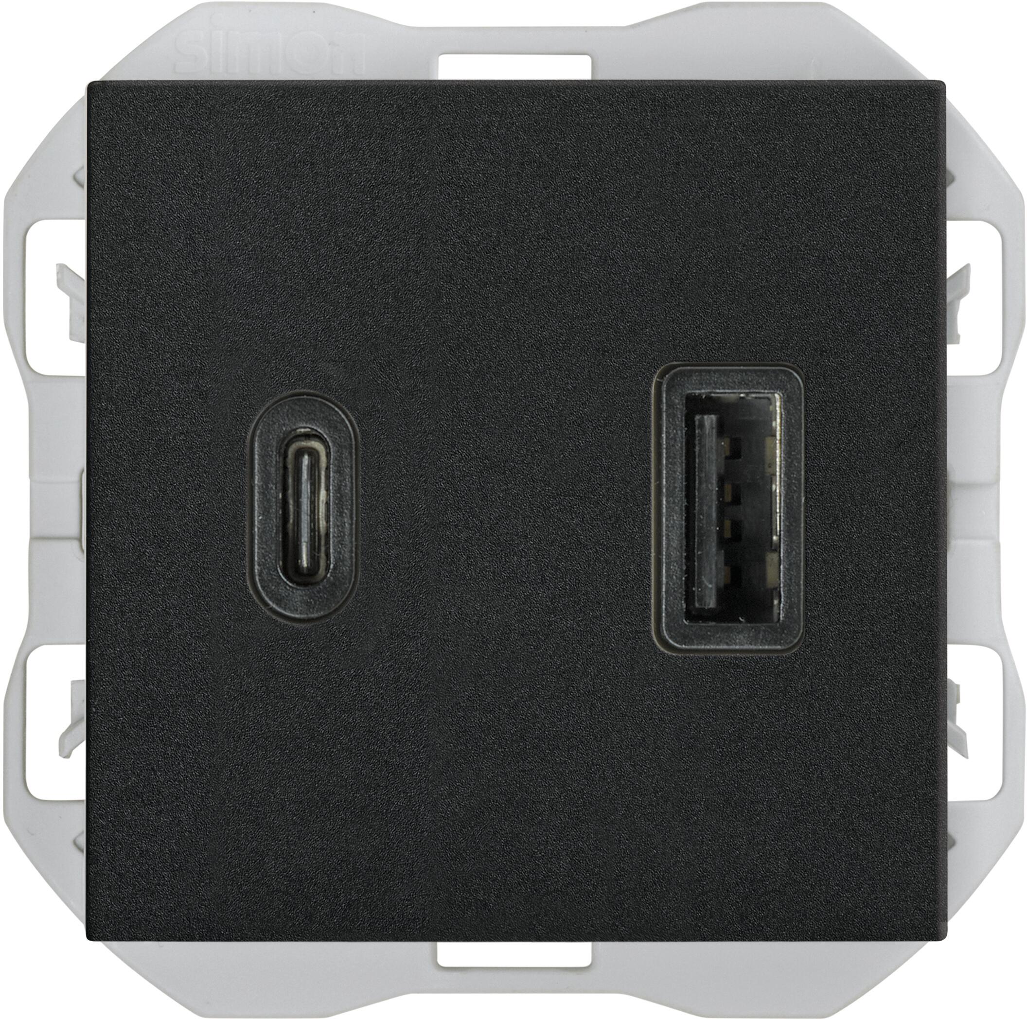 Enchufe usb A + usb C 30W SIMON 270 negro | Leroy Merlin