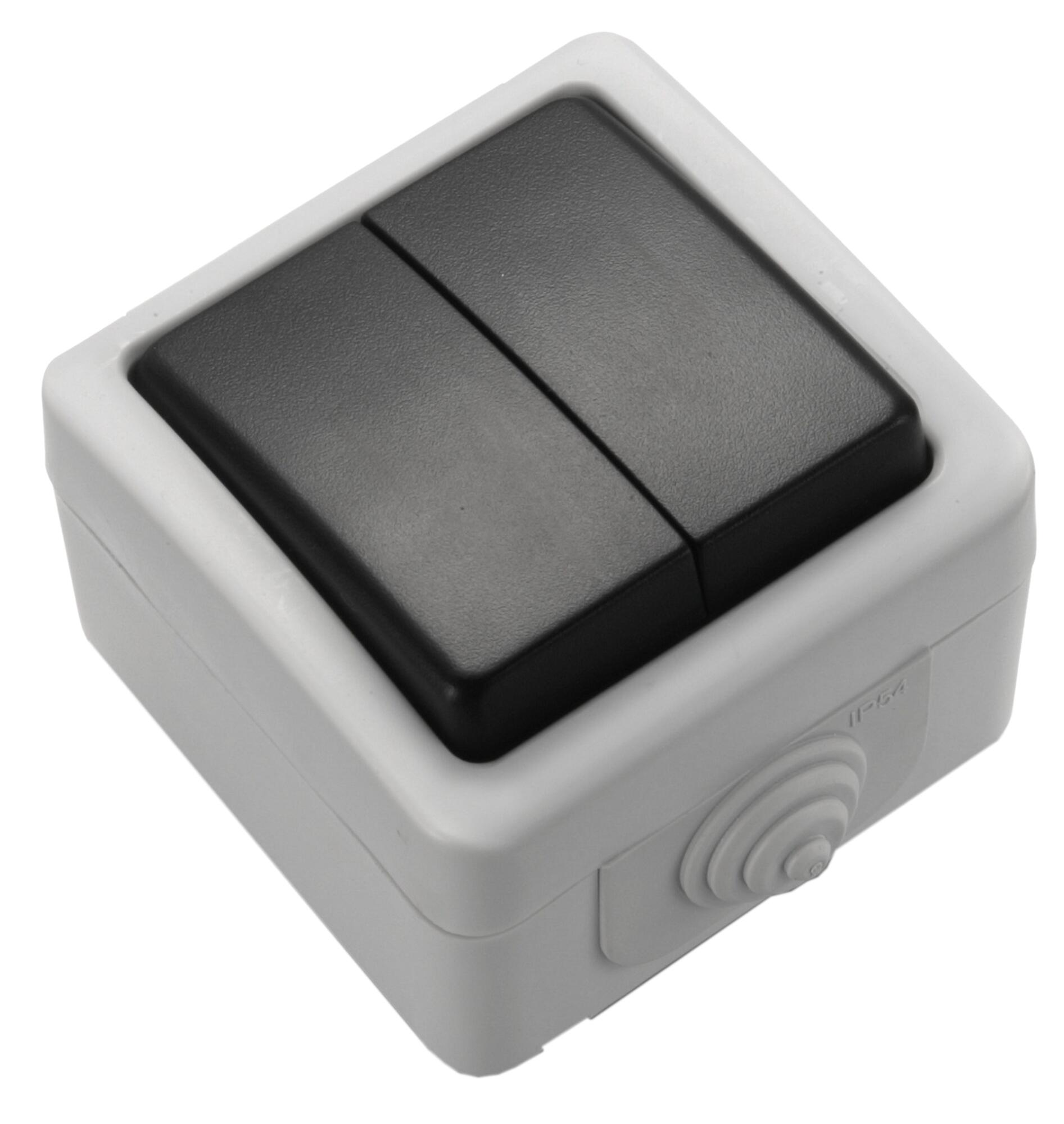 Interruptor doble estanco gris BRICOFONTINI BF-17 | Leroy Merlin