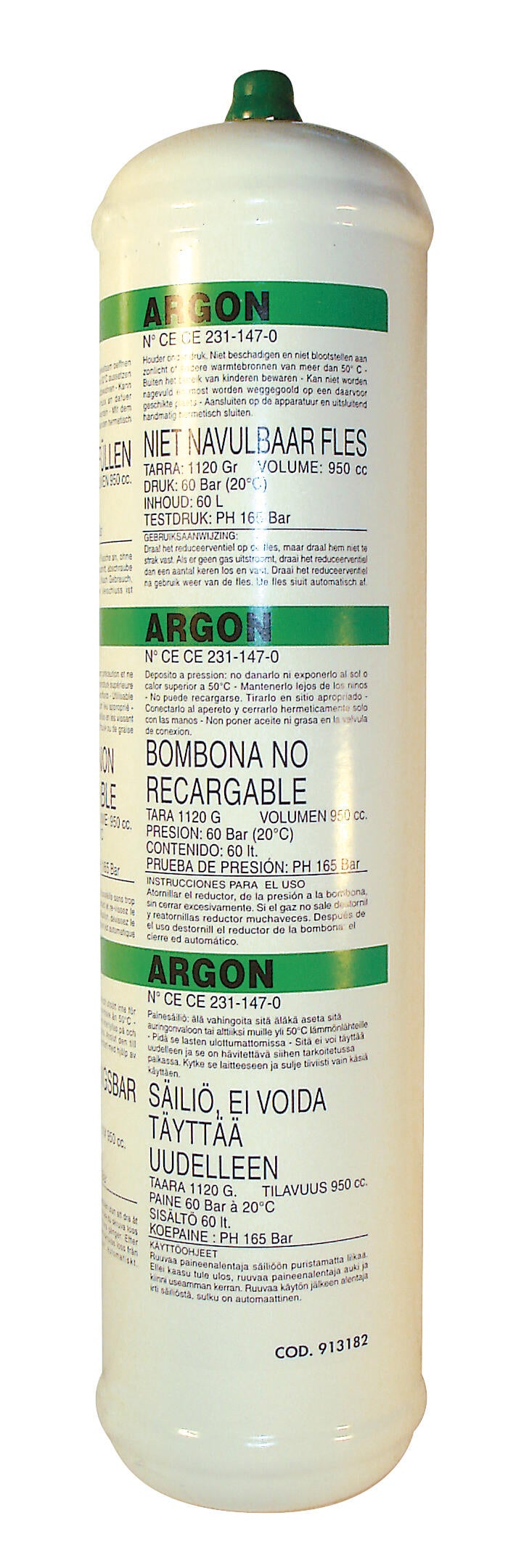 Botella de gas de argón ce-gasargonplus de 0.95 litros - BarChile