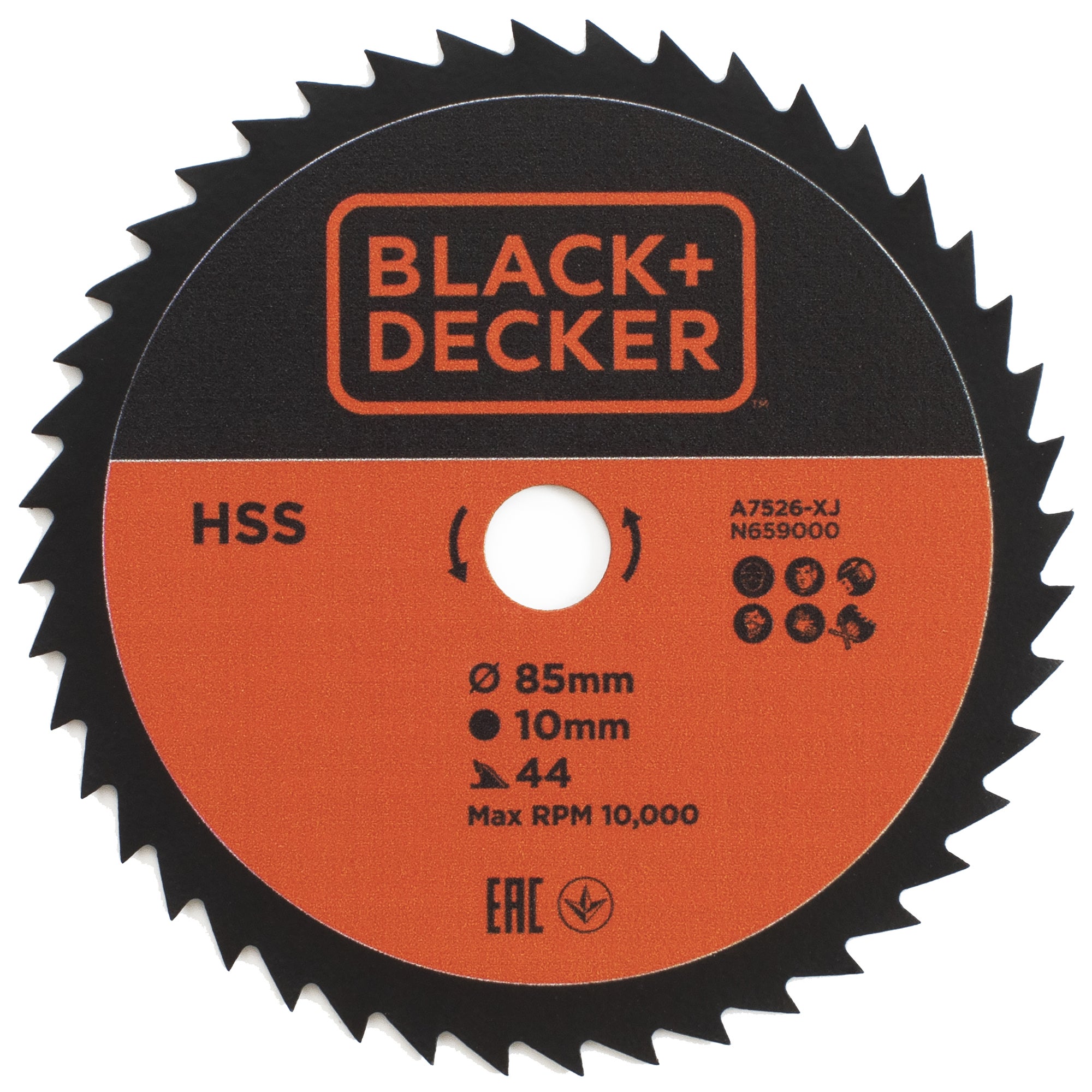 Disco sierra circular hss BLACK+ DECKER a7526, 85 x 10 mm y 44 dientes ...