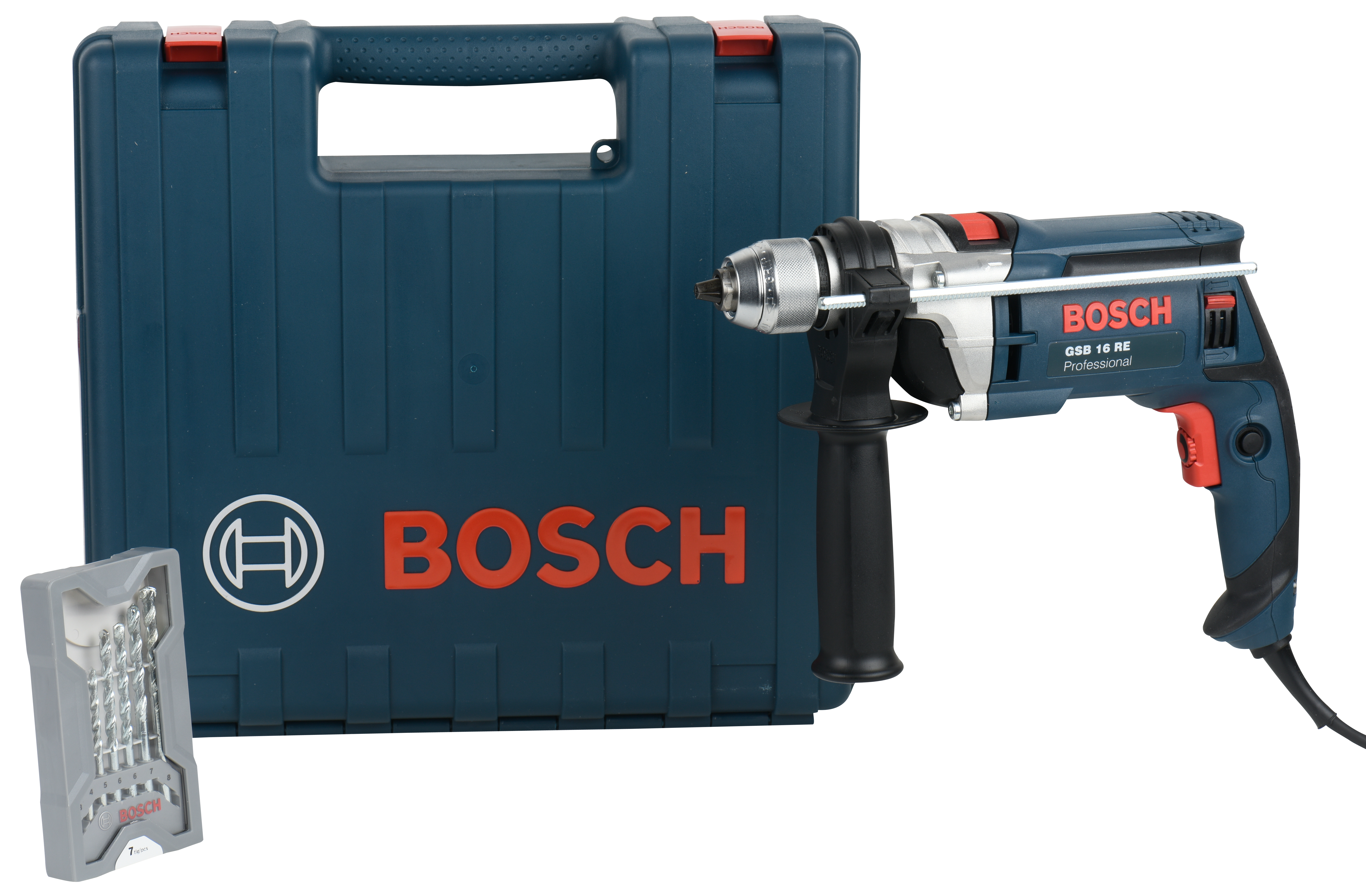 Taladro con cable BOSCH PROFESSIONAL GSB 16 de 750 w + brocas y maletín ...