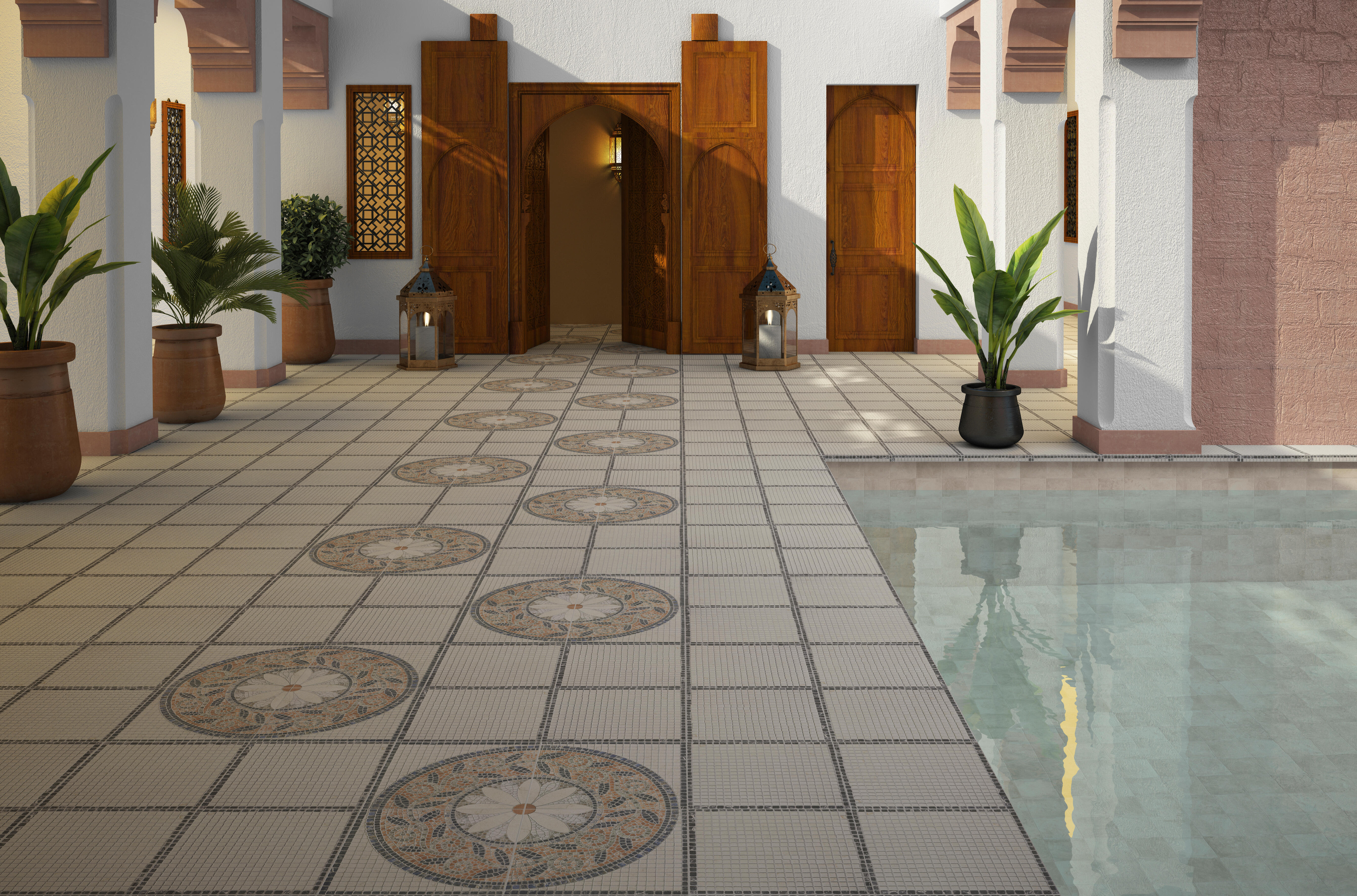 Suelo/Azulejo piscina porcelánico Zellige efecto zellige perla 33x33 cm ...