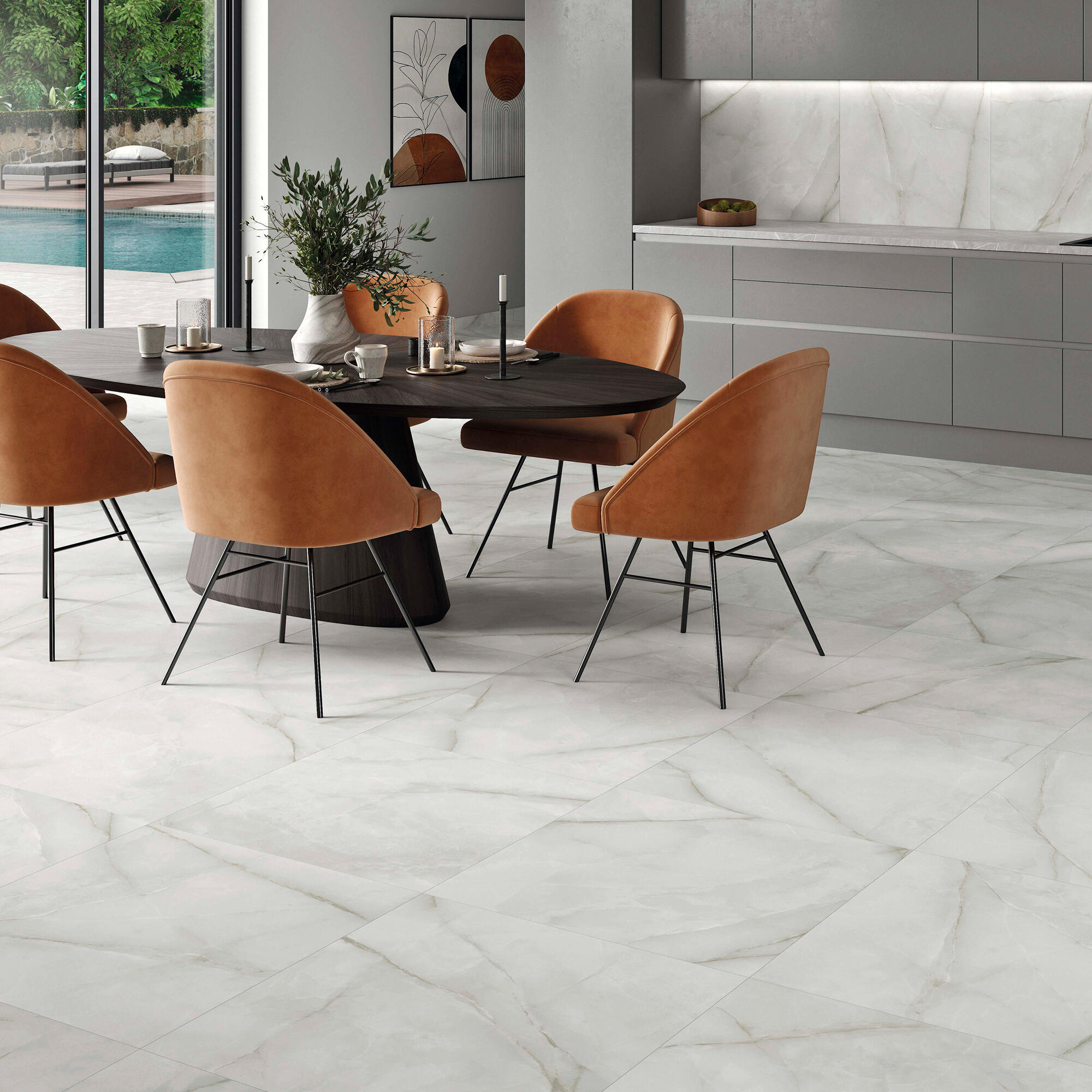 Suelo porcelánico Dinastie efecto mármol perla 60x60 cm C1 ARTENS ...