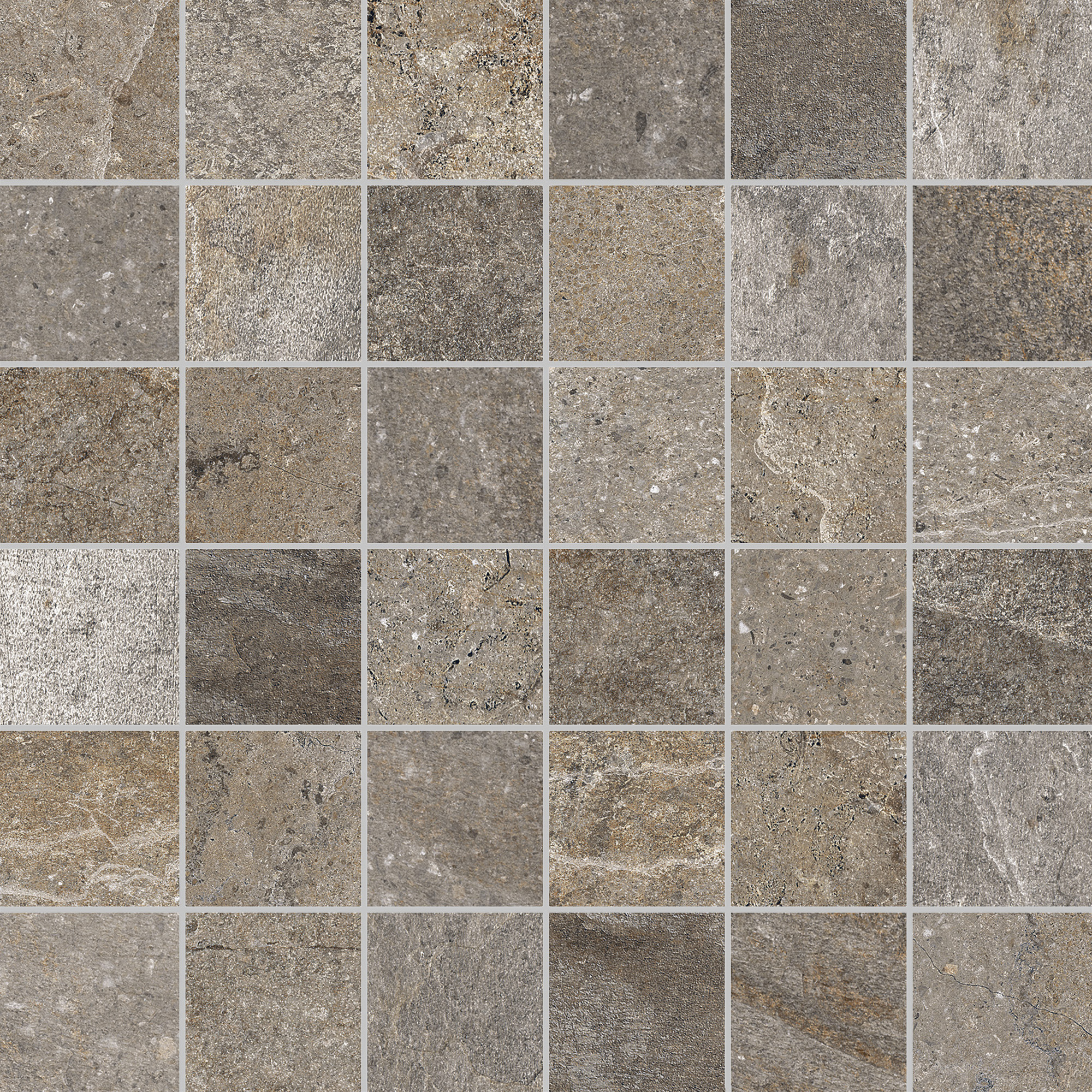 Azulejo mosaico gres esmaltado Dover efecto piedra gris 30x30 cm ...