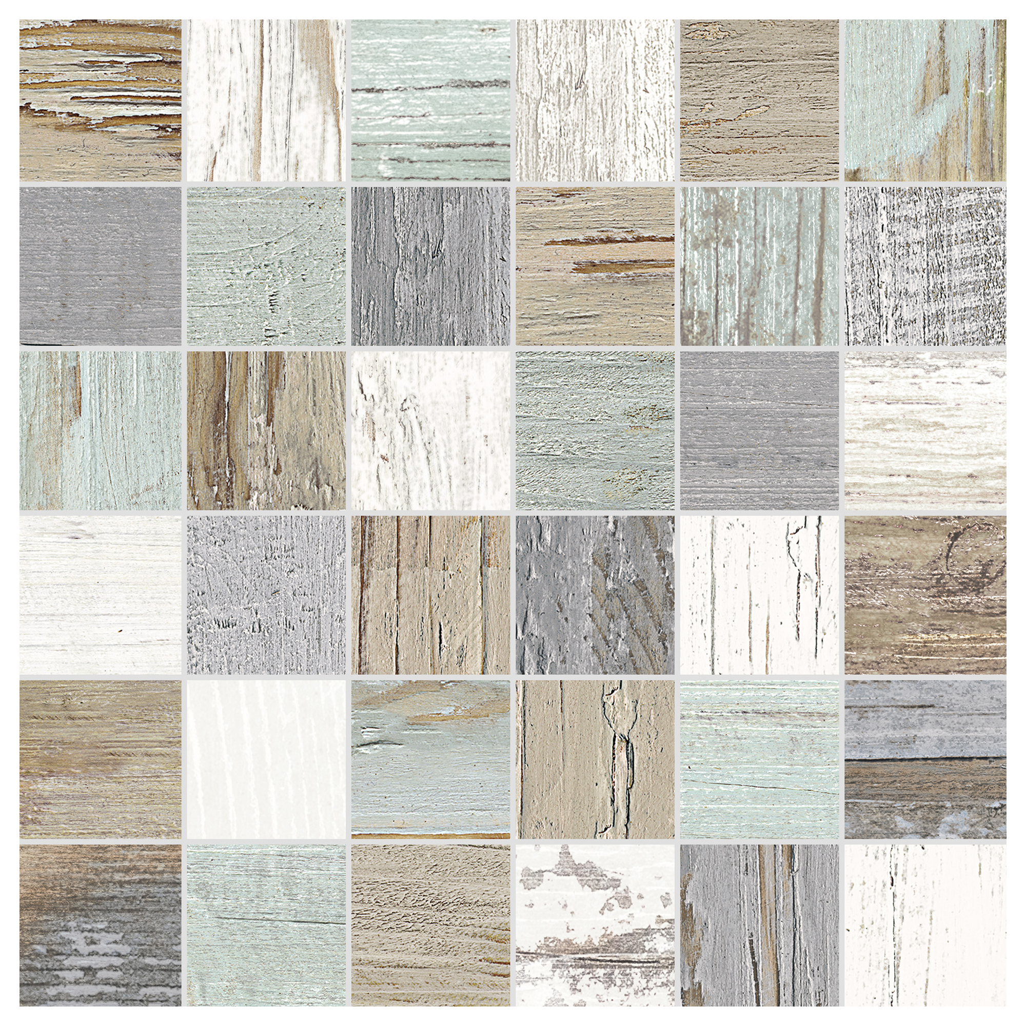Azulejo mosaico gres esmaltado Tribeca efecto madera multicolor 30x30 ...