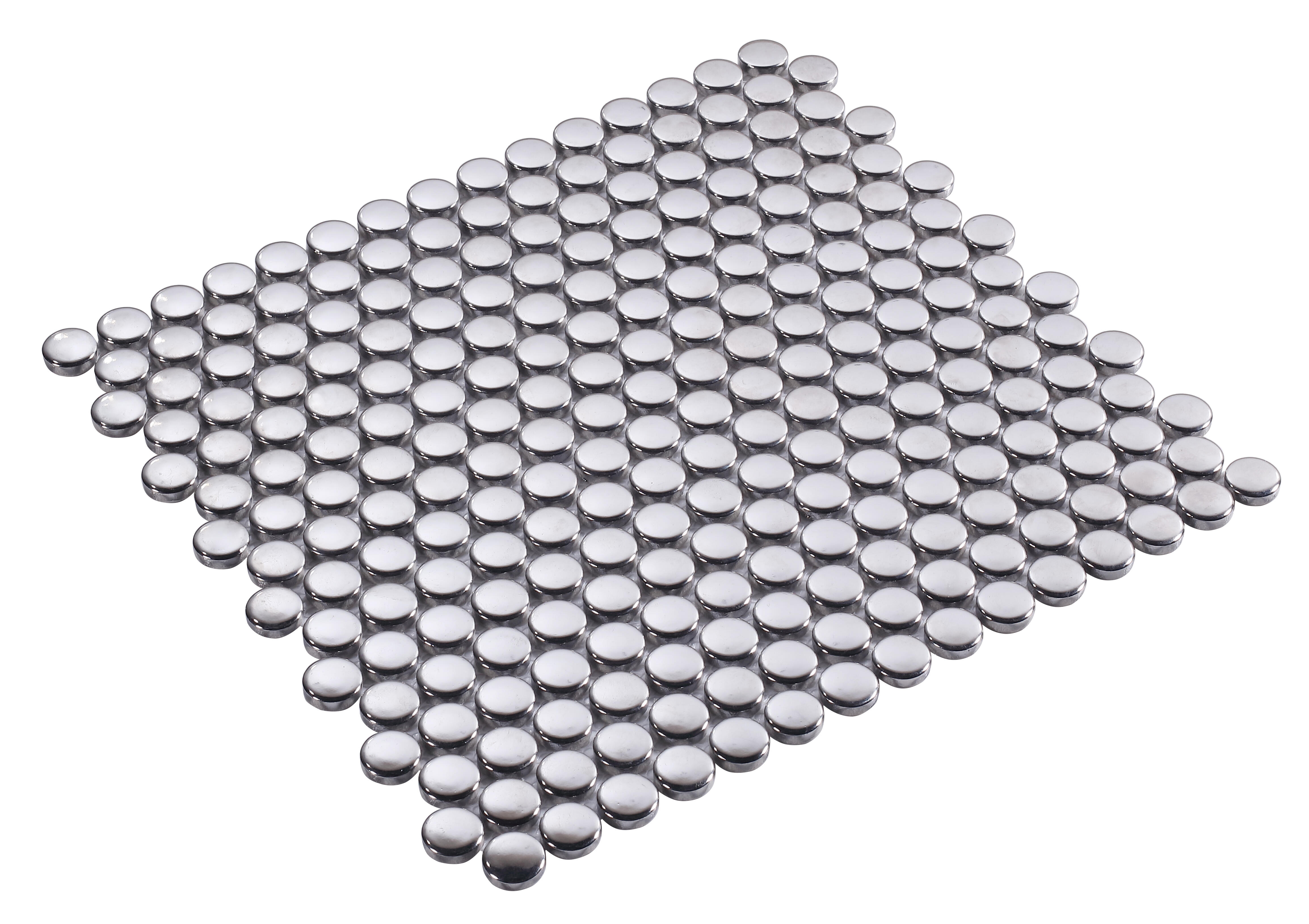 Azulejo mosaico gres porcelánico Tech efecto color plano plata 28.9x31 ...