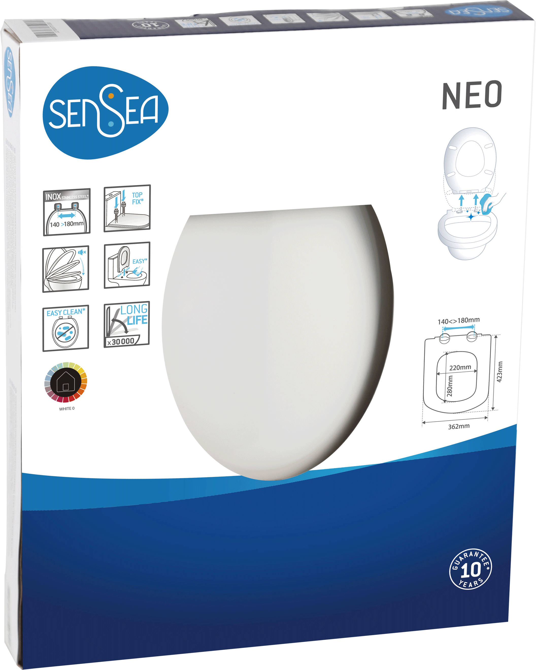 Tapa WC SENSEA Neo Slim Square amortiguada blanco | Leroy Merlin