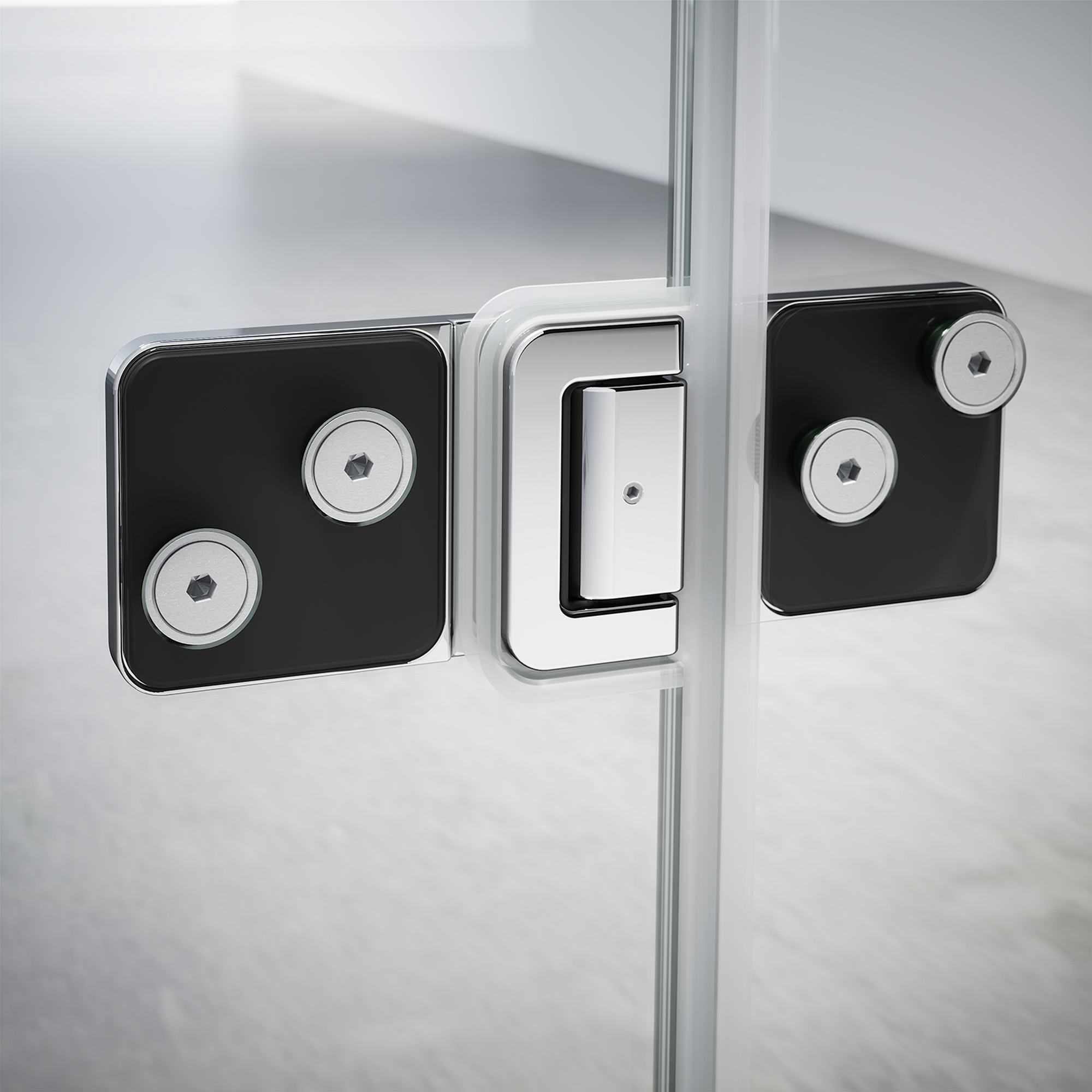 Mampara de ducha fija + abatible transparente Neo perfil aluminio cromo ...