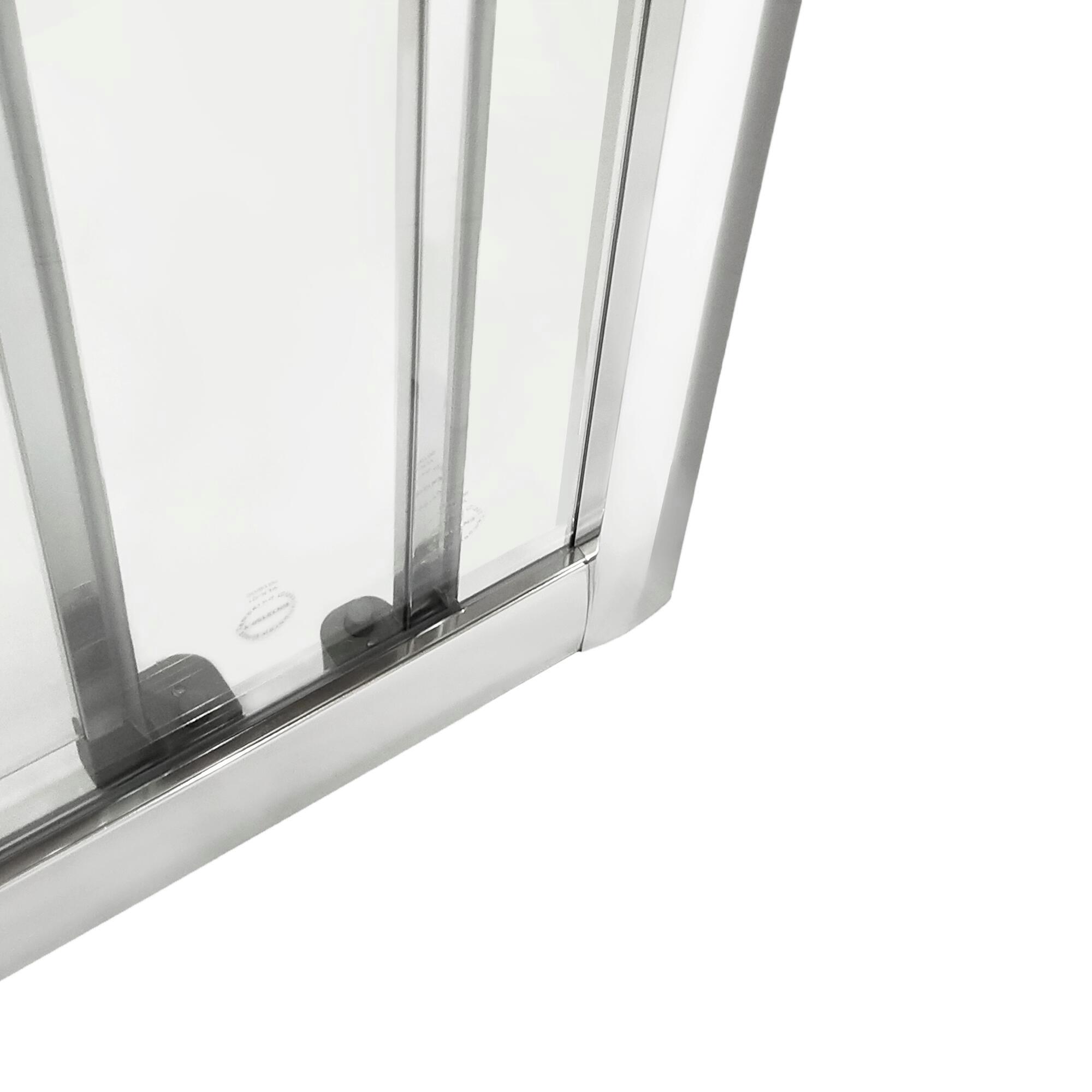 Mampara de ducha frontal 1 fijo + 2 puertas corredera transparente ...