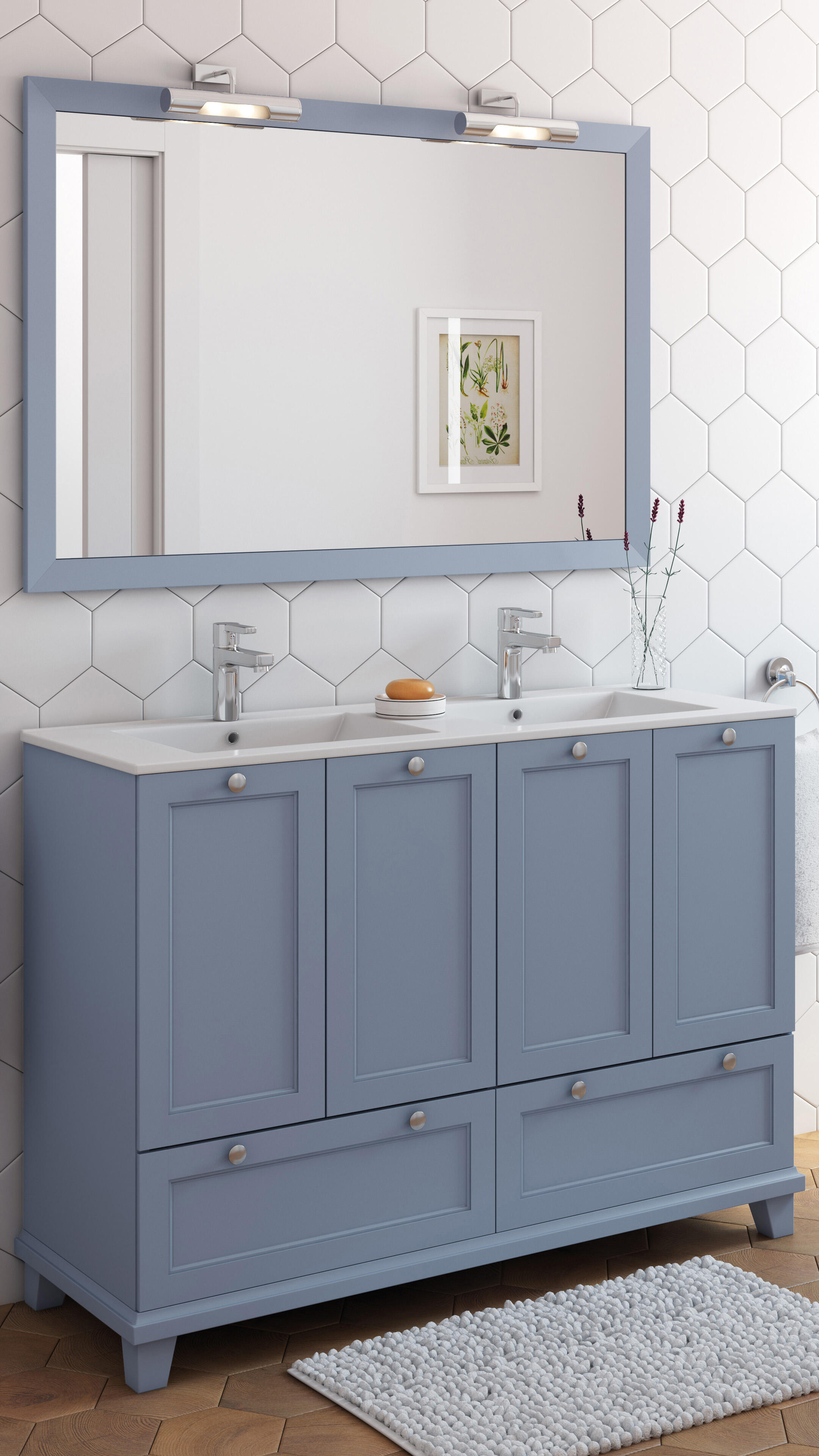 Mueble de baño con lavabo Unike azul 120x45 cm | Leroy Merlin