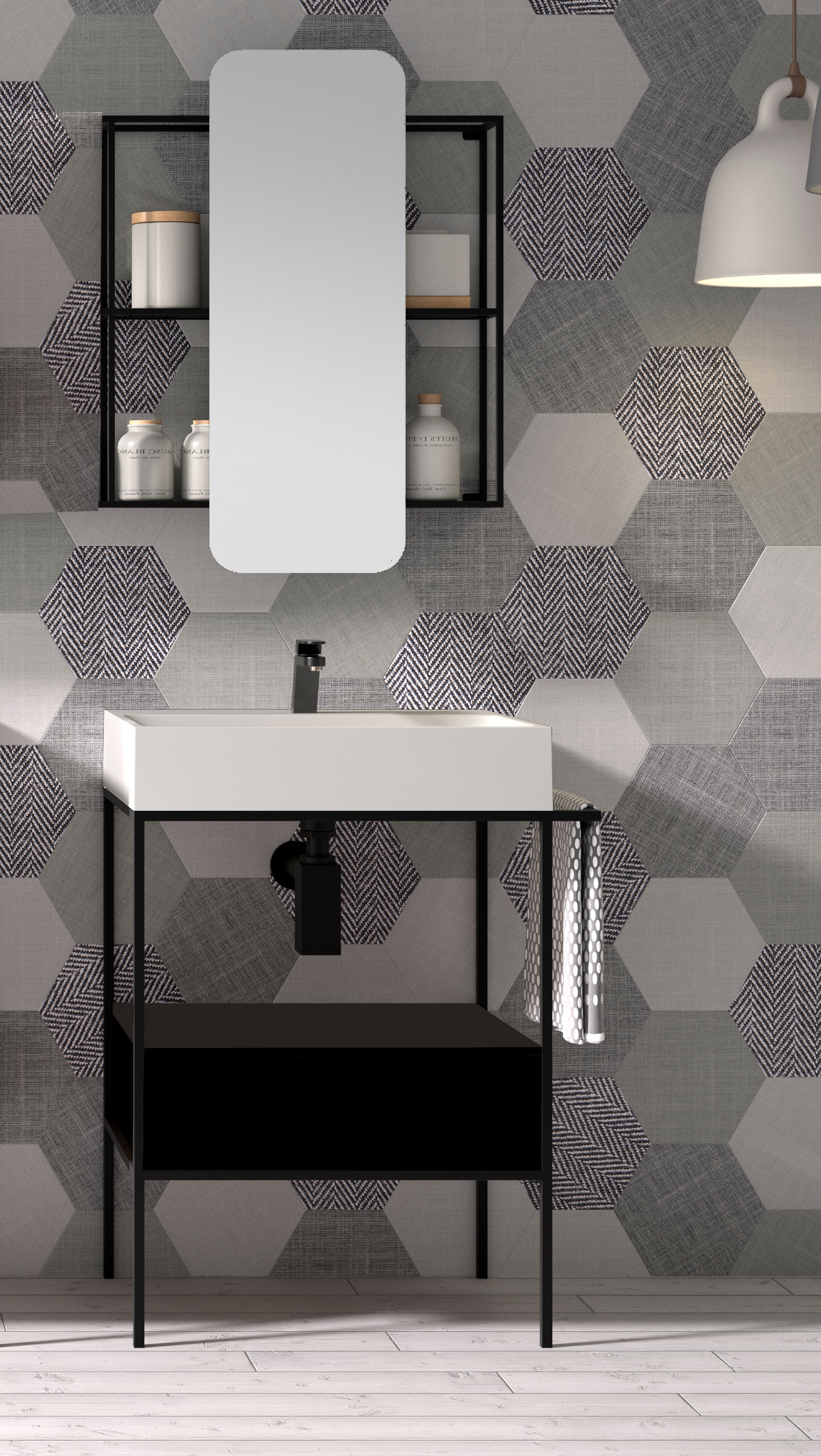 Mueble de baño con lavabo Outline negro mate 60x45 cm | Leroy Merlin