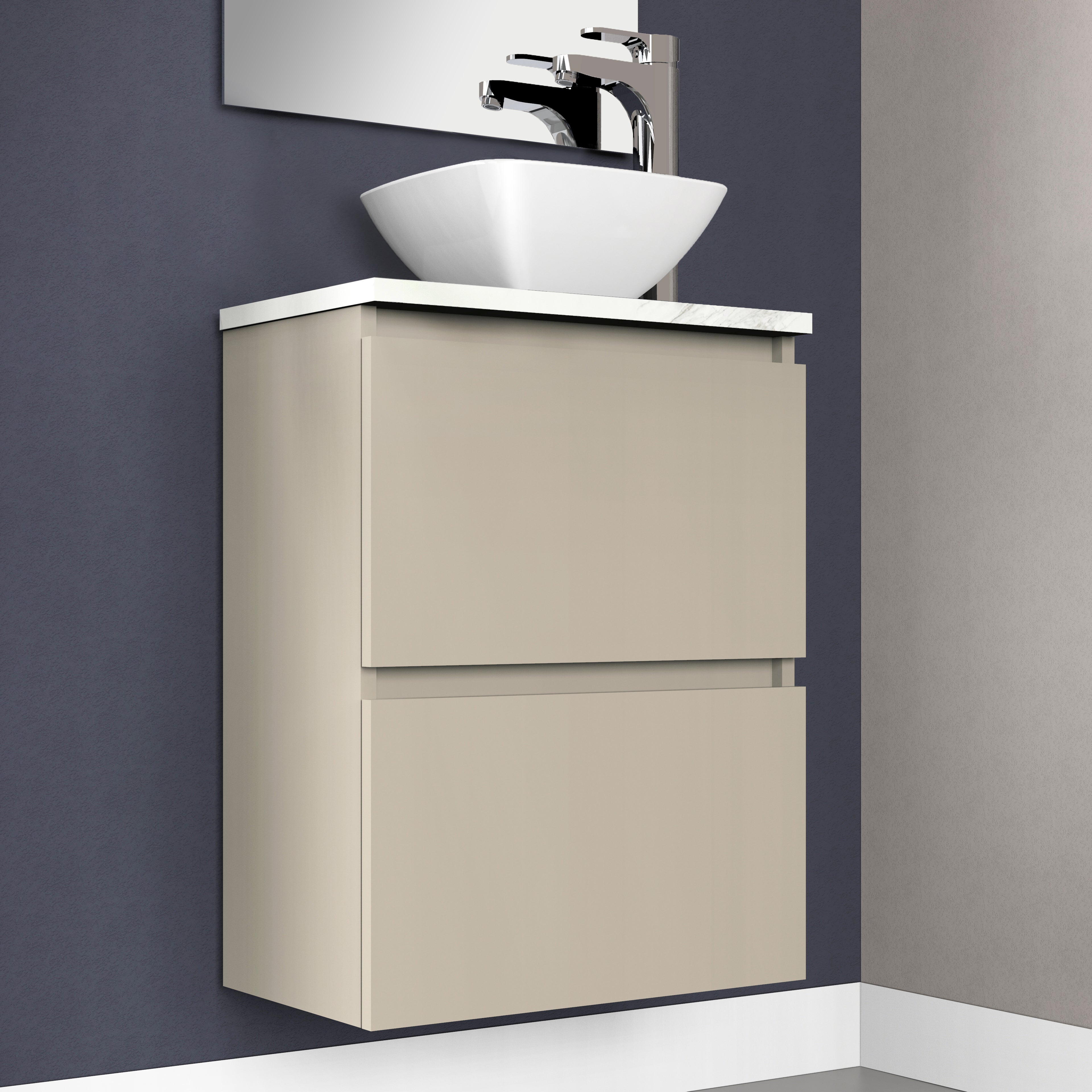 Mueble de baño con lavabo y espejo Doble Espacio moka mate 50x30 cm ...
