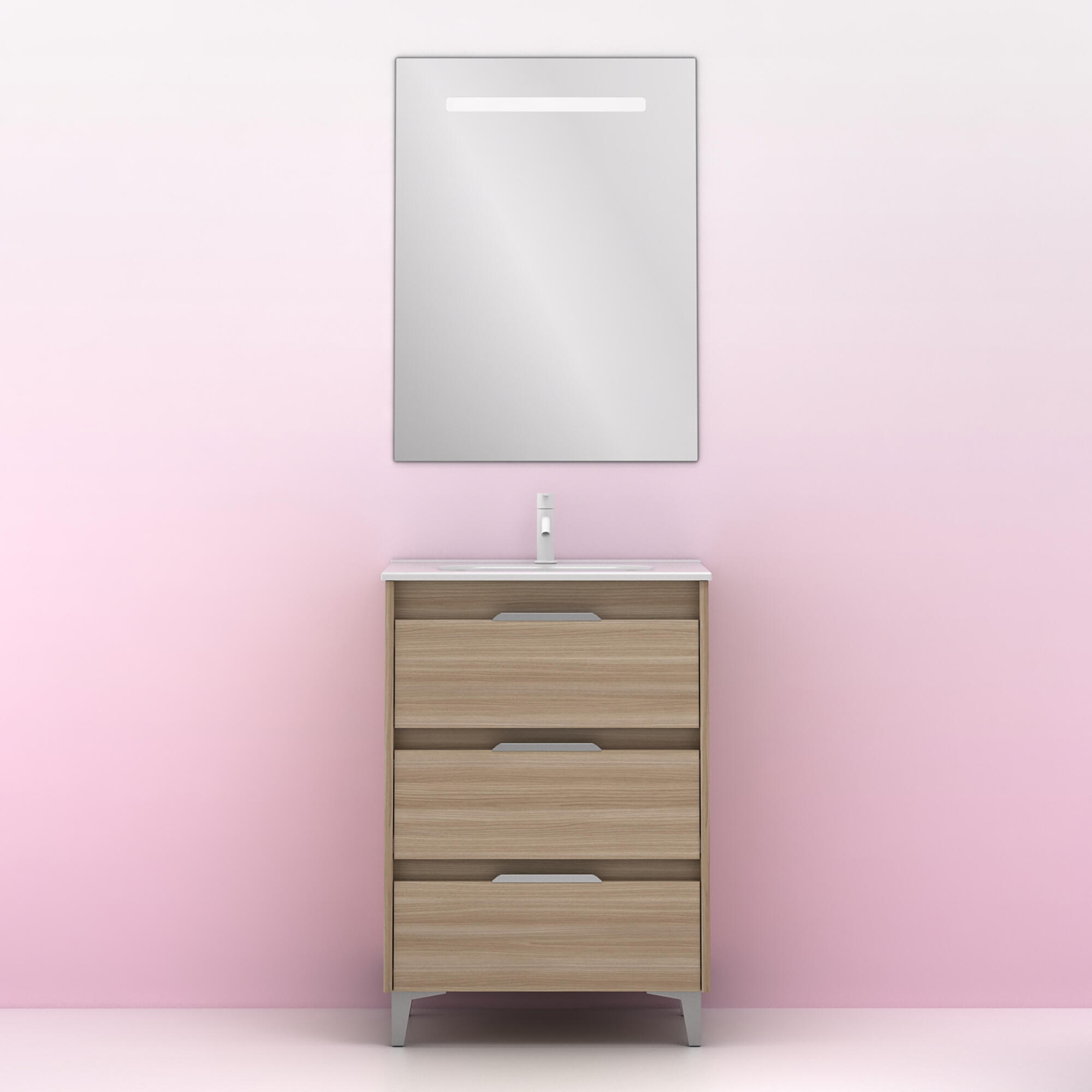 Mueble de baño con lavabo Suki nogal 60x45 cm | Leroy Merlin
