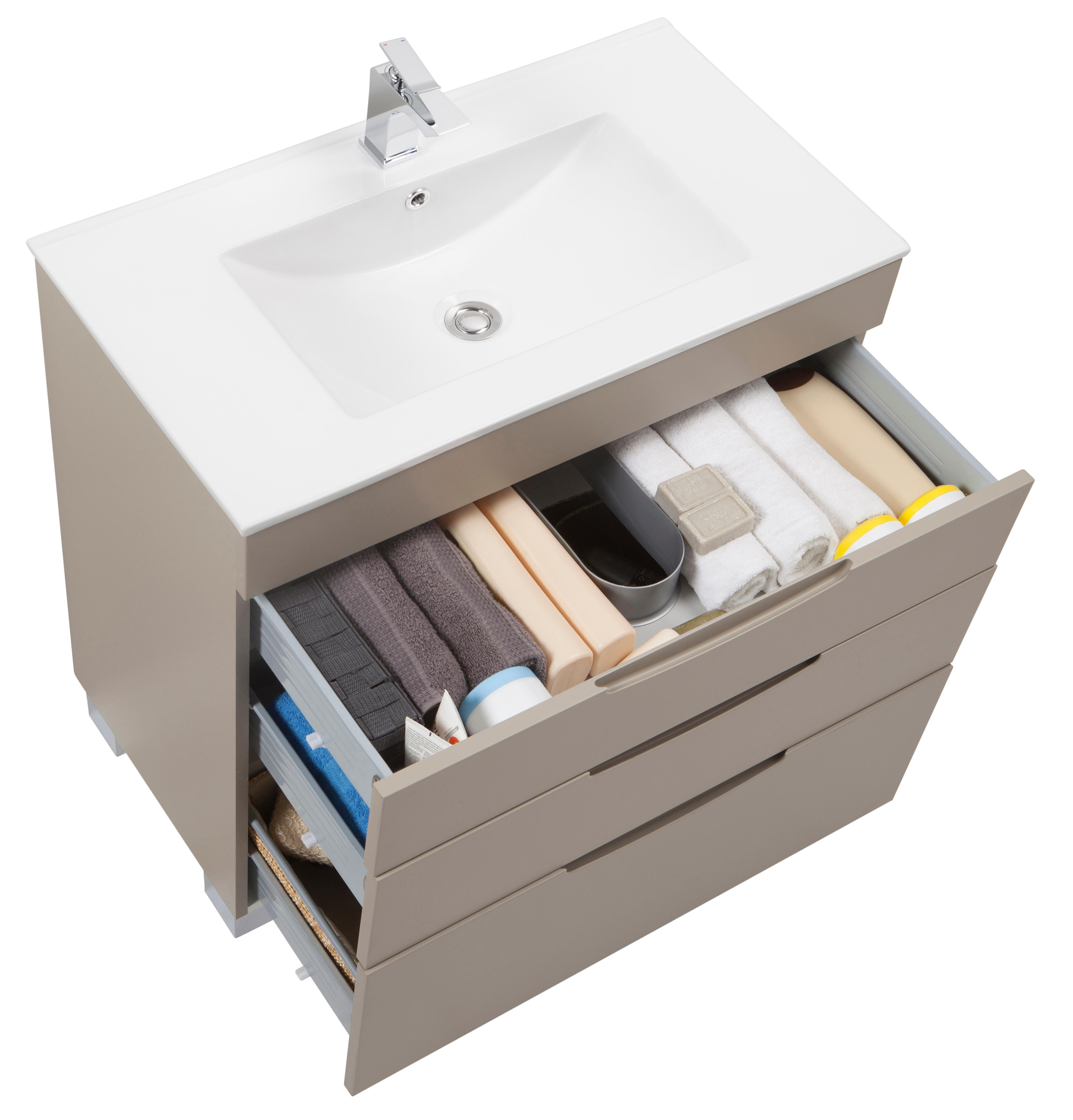 Mueble de baño con lavabo Asimétrico moka mate 90x45 cm | Leroy Merlin
