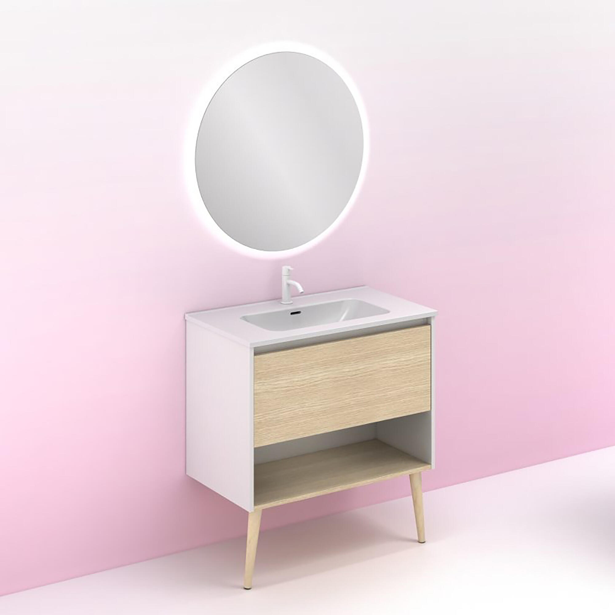 Mueble de baño con lavabo Nara blanco 80x45 cm | Leroy Merlin